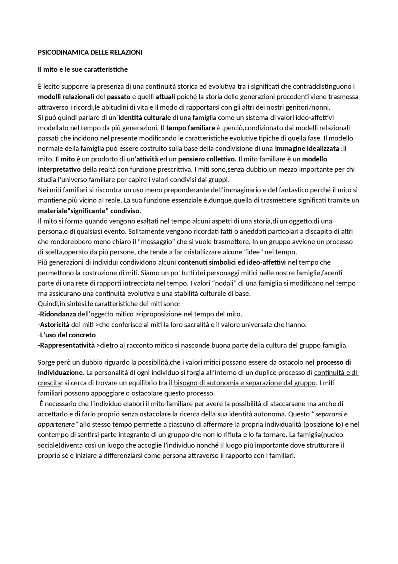 Psicodinamica Delle Relazioni Docsity