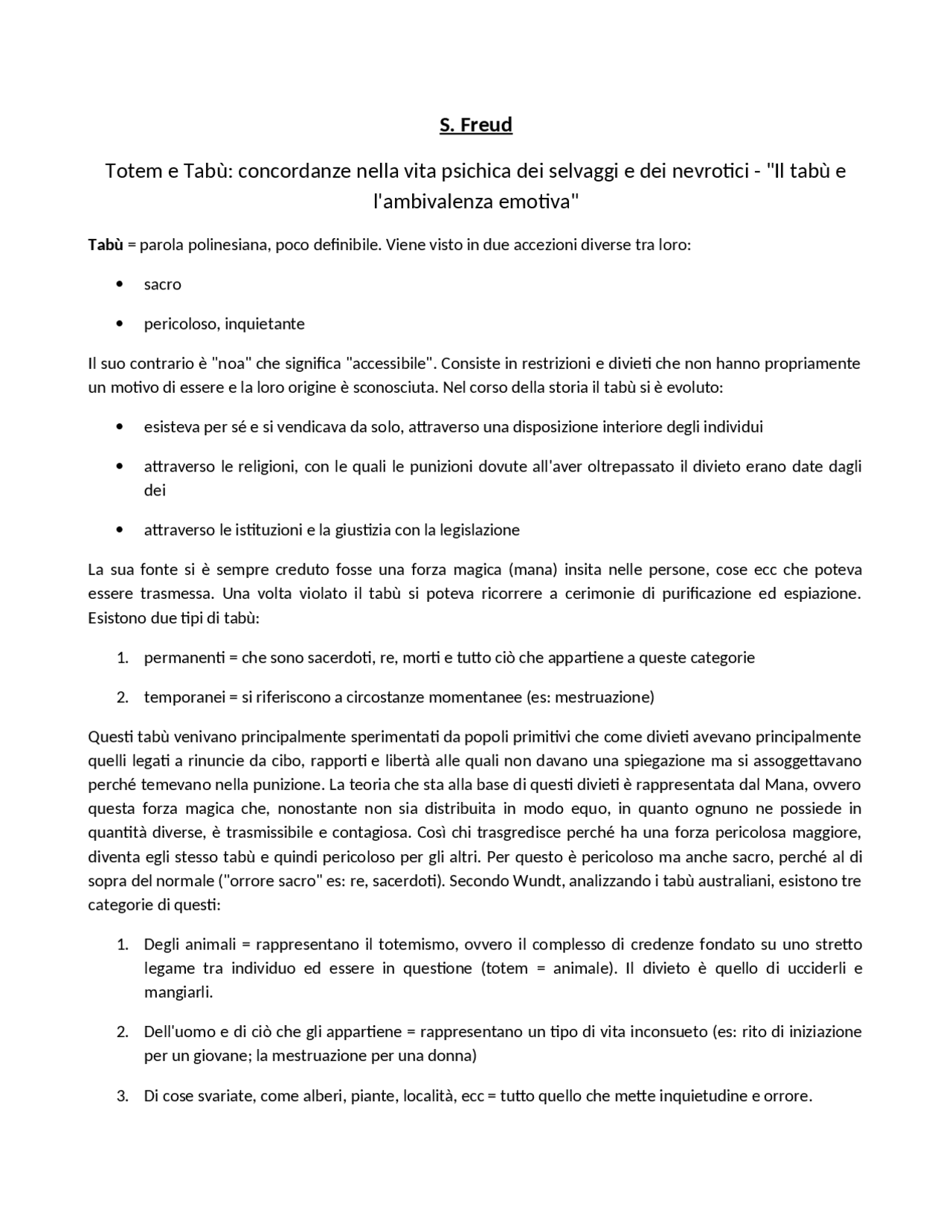 Riassunto Saggio Il Perturbante E Tabù Di Sfreud Docsity