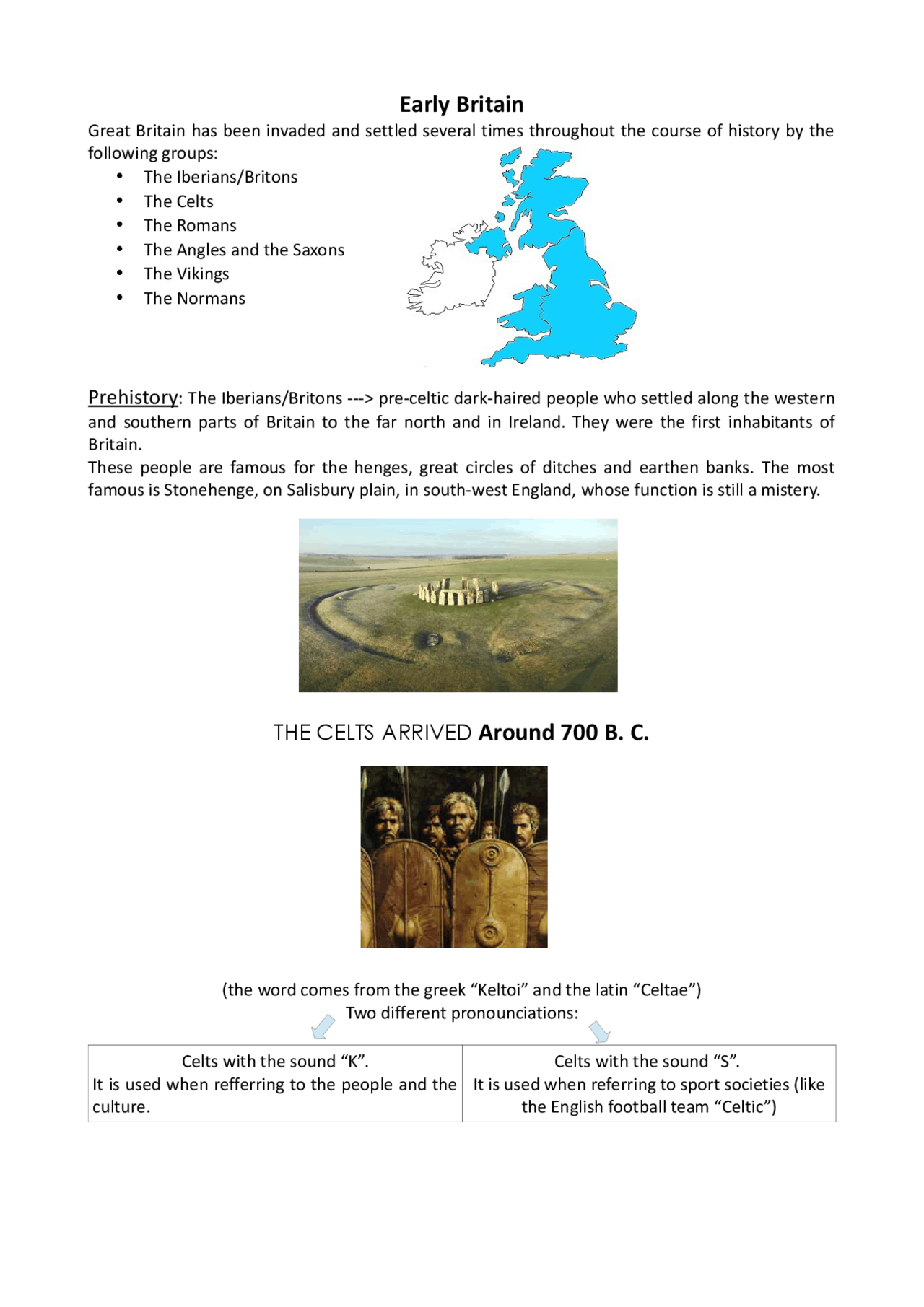 Early Britain - The Celts - Docsity