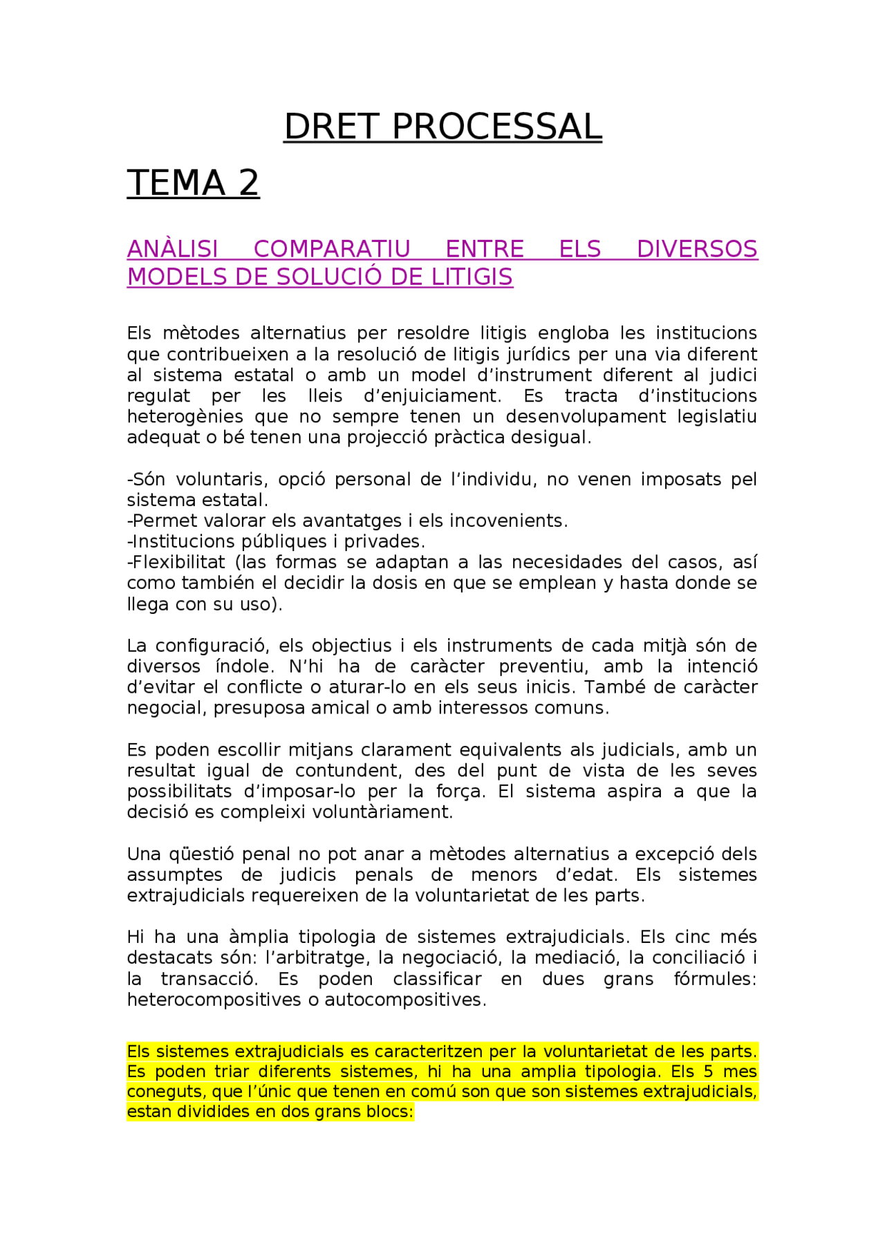 Tema 2 Apuntes 2 Derecho Procesal Upf Docsity