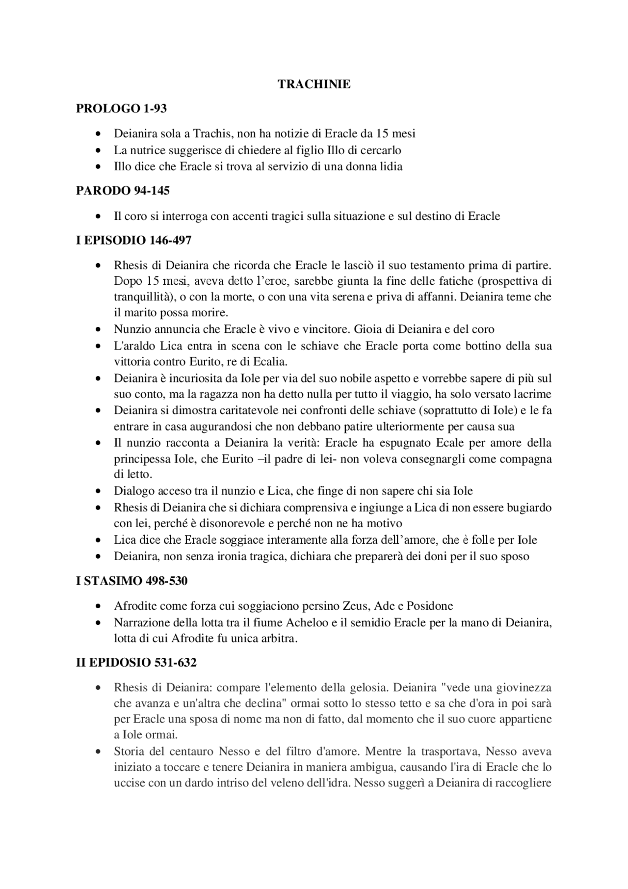 Sofocle, Trachinie, riassunto della tragedia | Appunti di Greco | Docsity