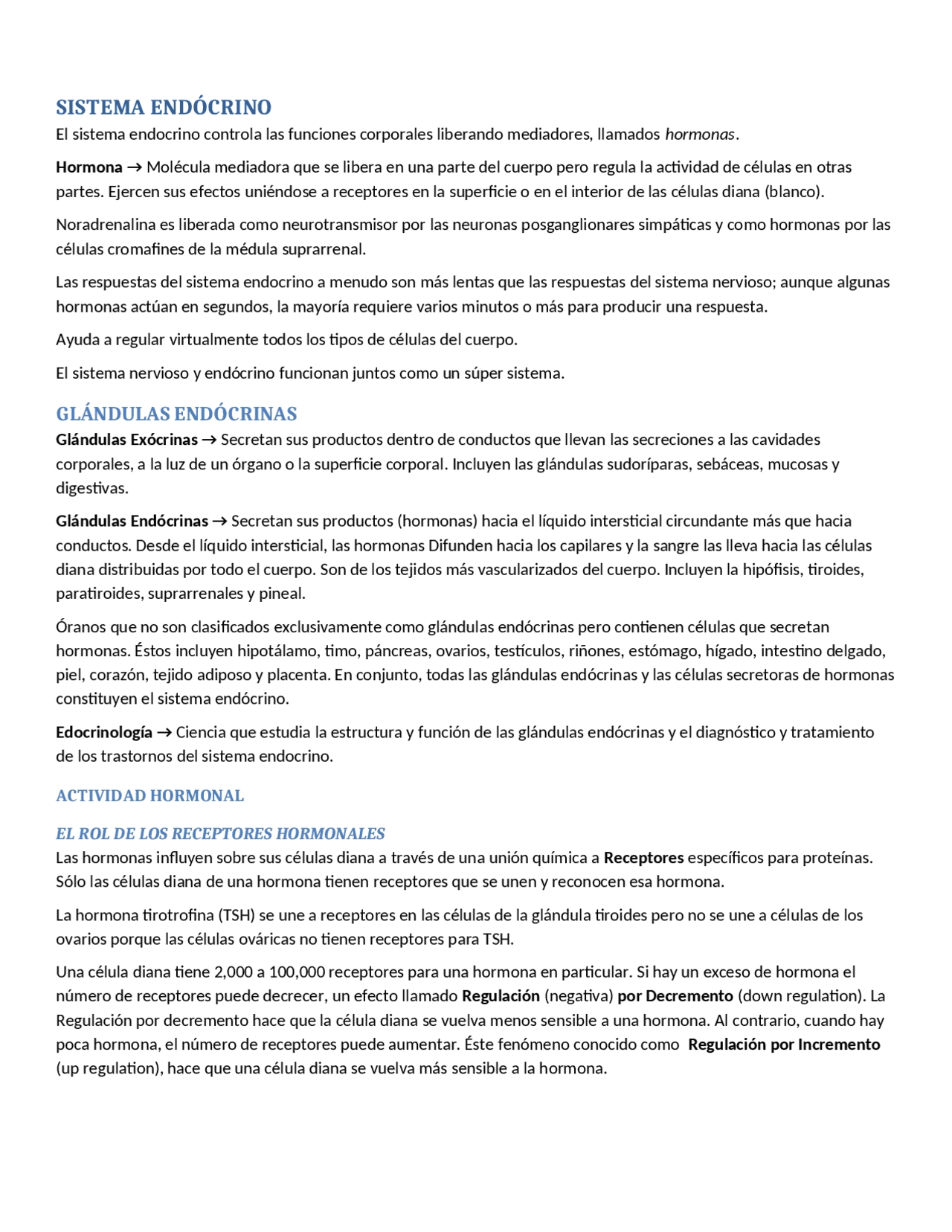 Sistema Endocrino Generalidades Resúmenes De Endocrinología Docsity