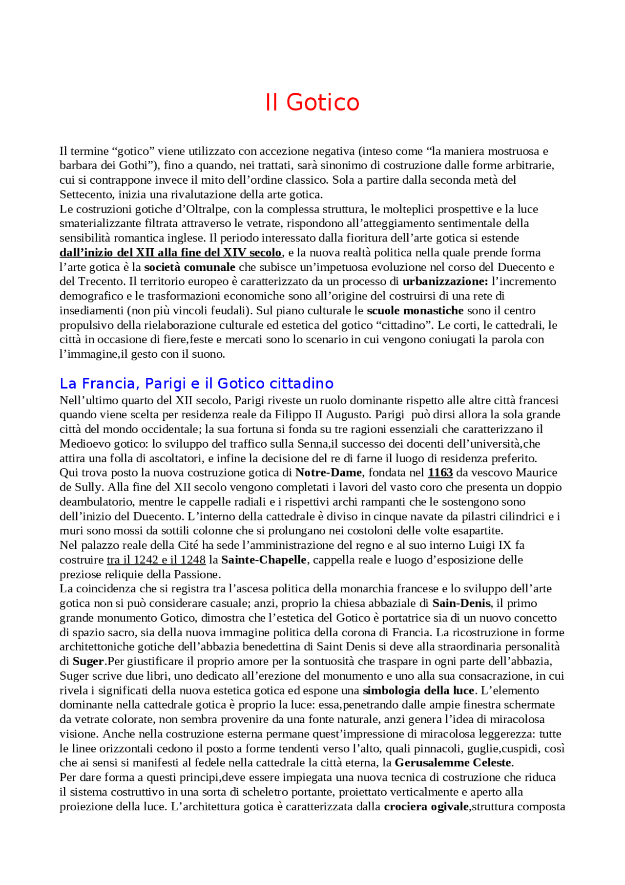 Laffermarsi Del Gotico In Europa Docsity