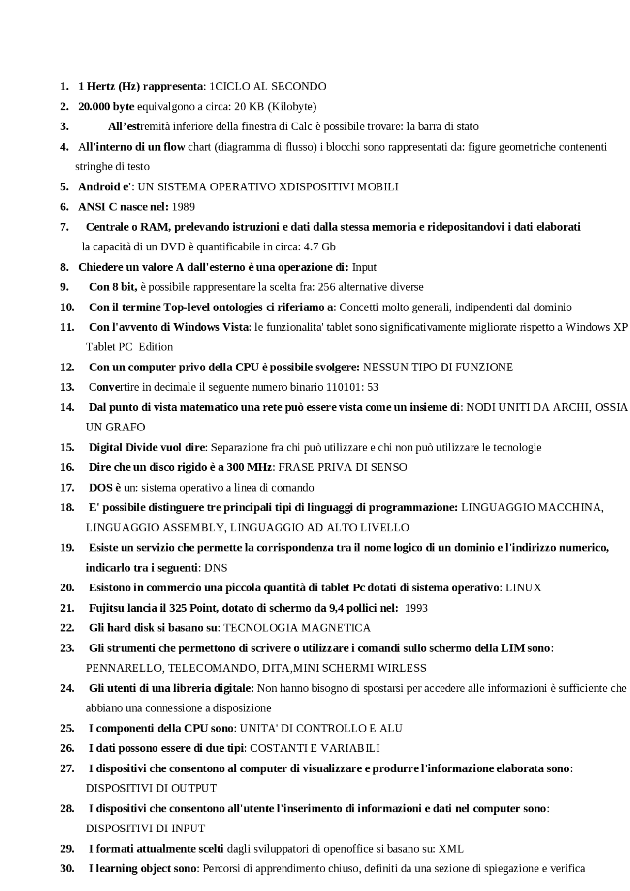 Prova Di Abilità Informatica Docsity