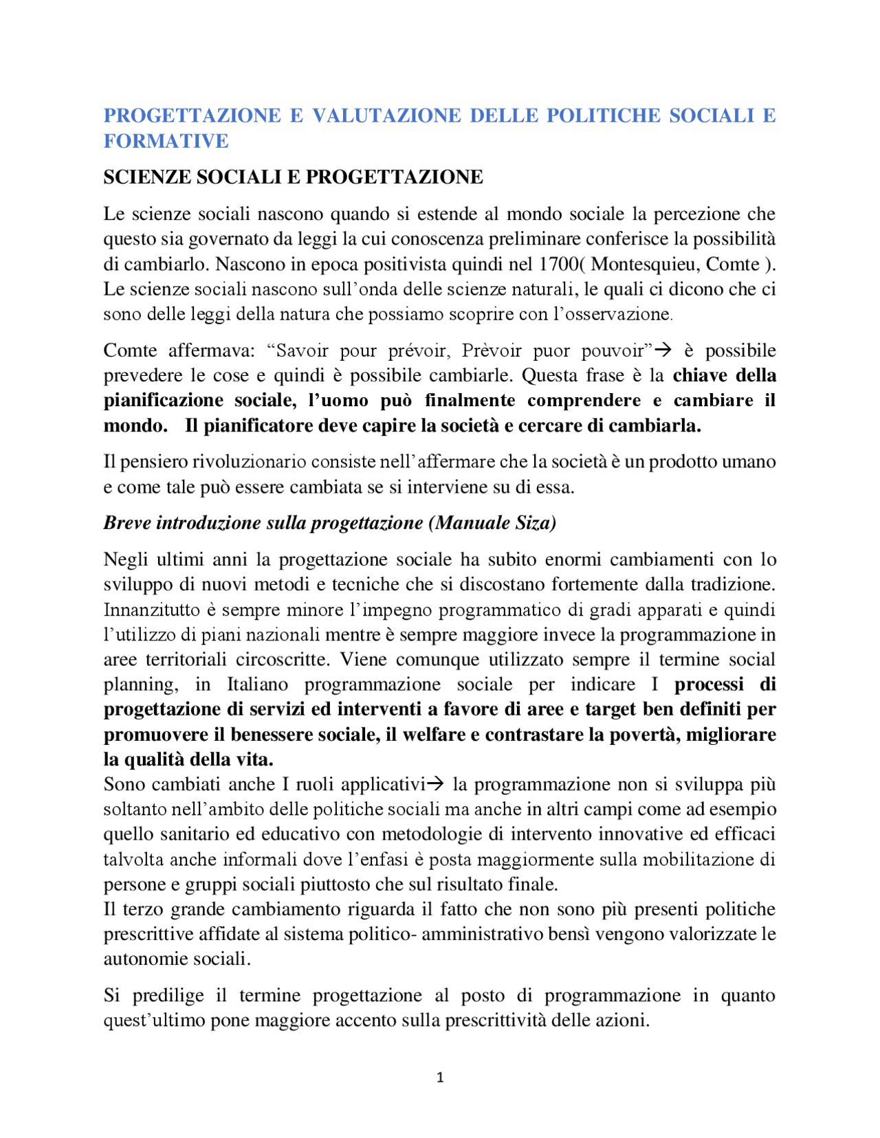 Progettazione E Valutazione Politiche Sociali E Formative Docsity