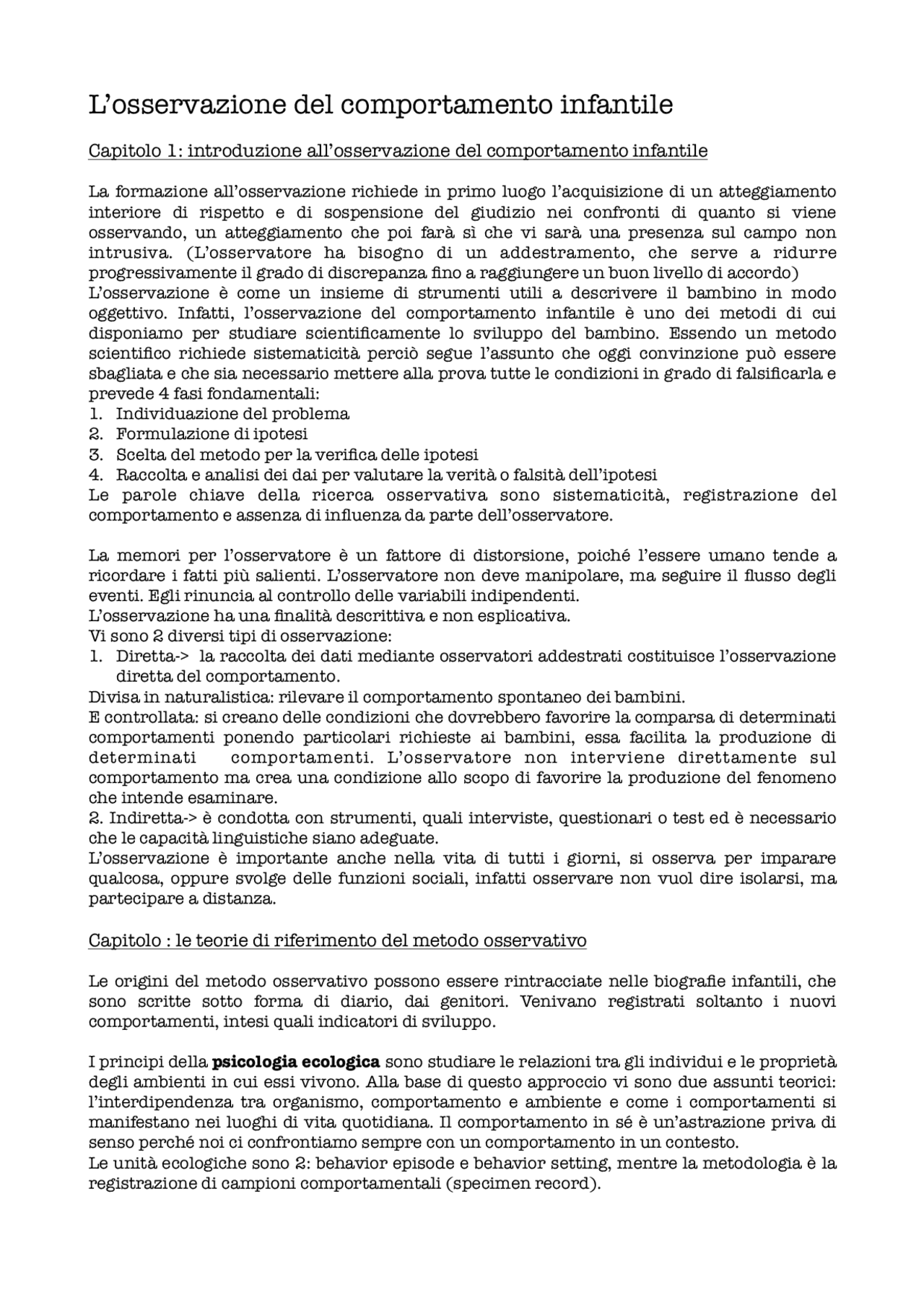 Schemi Osservazione Del Comportamento Infantile Schemi E Mappe