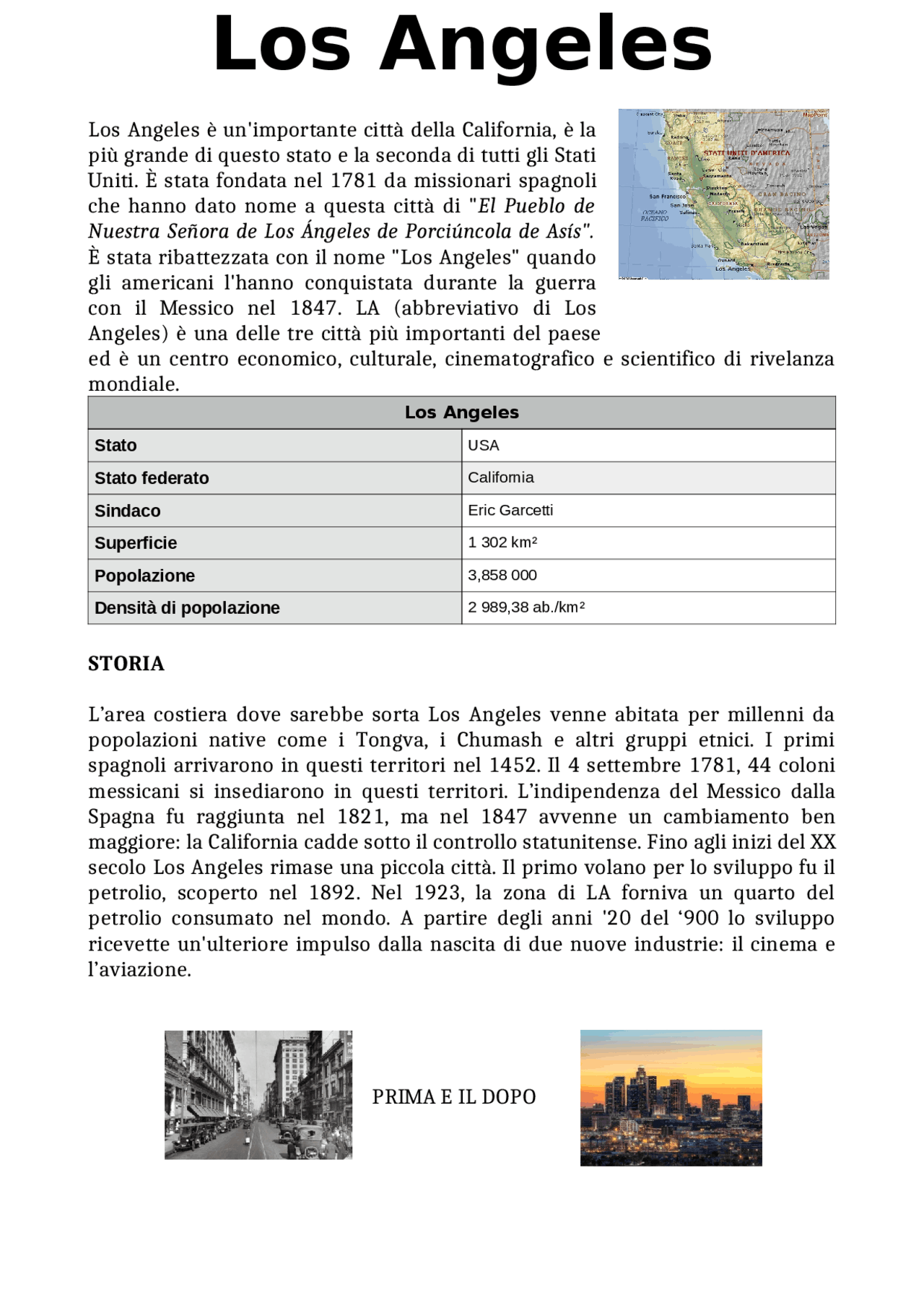 Los Angeles Geografia | Appunti di Geografia - Docsity
