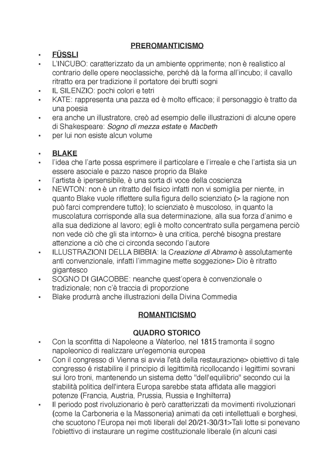 Preromanticismo (FÜSSLI E BLAKE) e Romanticismo (GOYA, GÉRICAULT ...