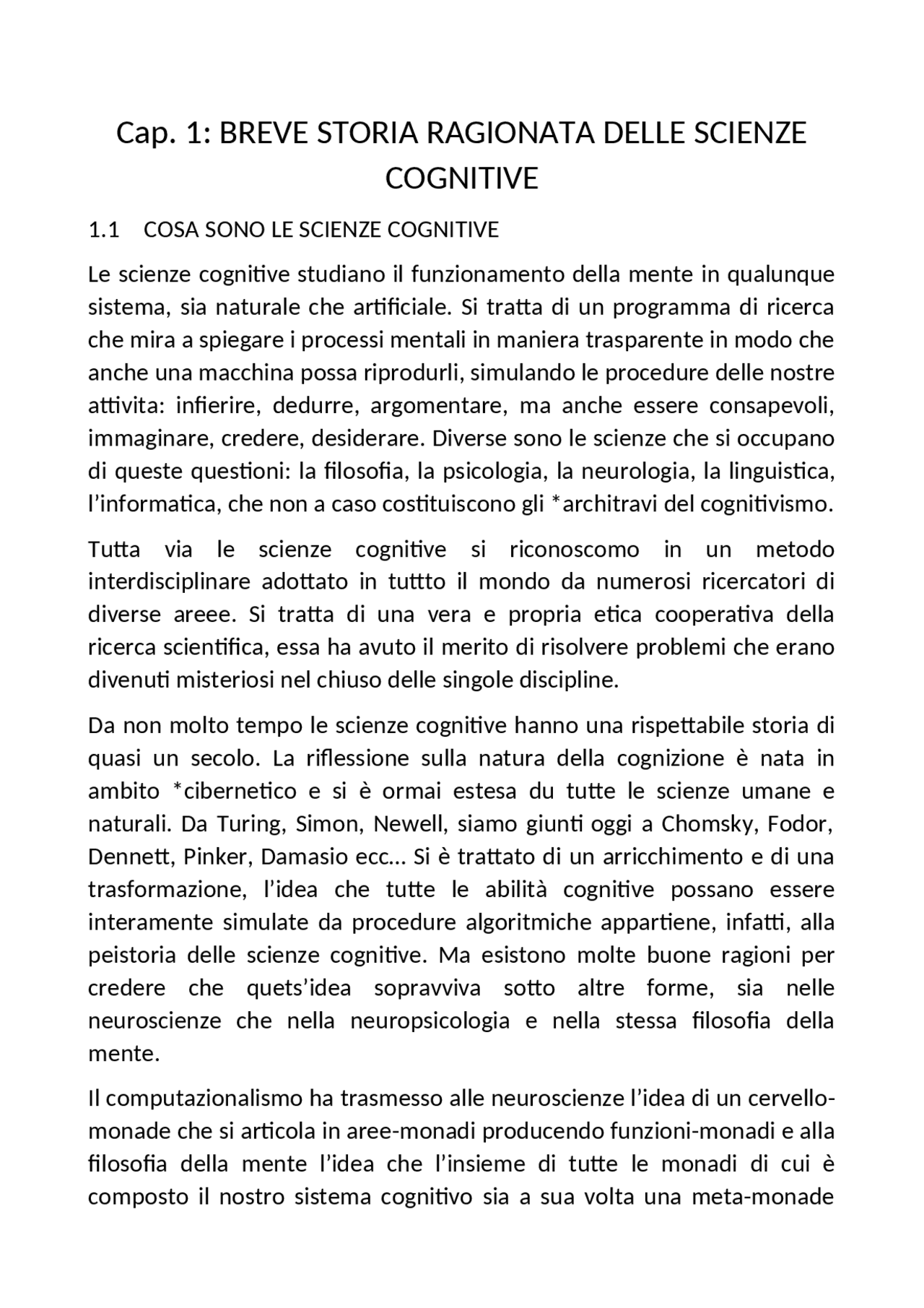 Linguaggio Evoluzione E Scienze Cognitive Unintroduzione Cap 1 Docsity