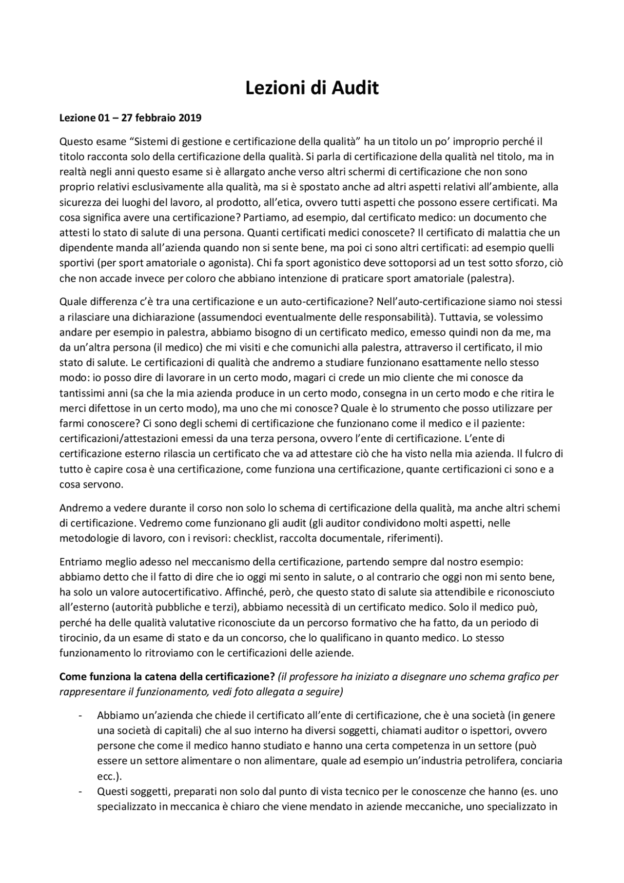 Lezioni Di Audit E Controllo 2019 Docsity