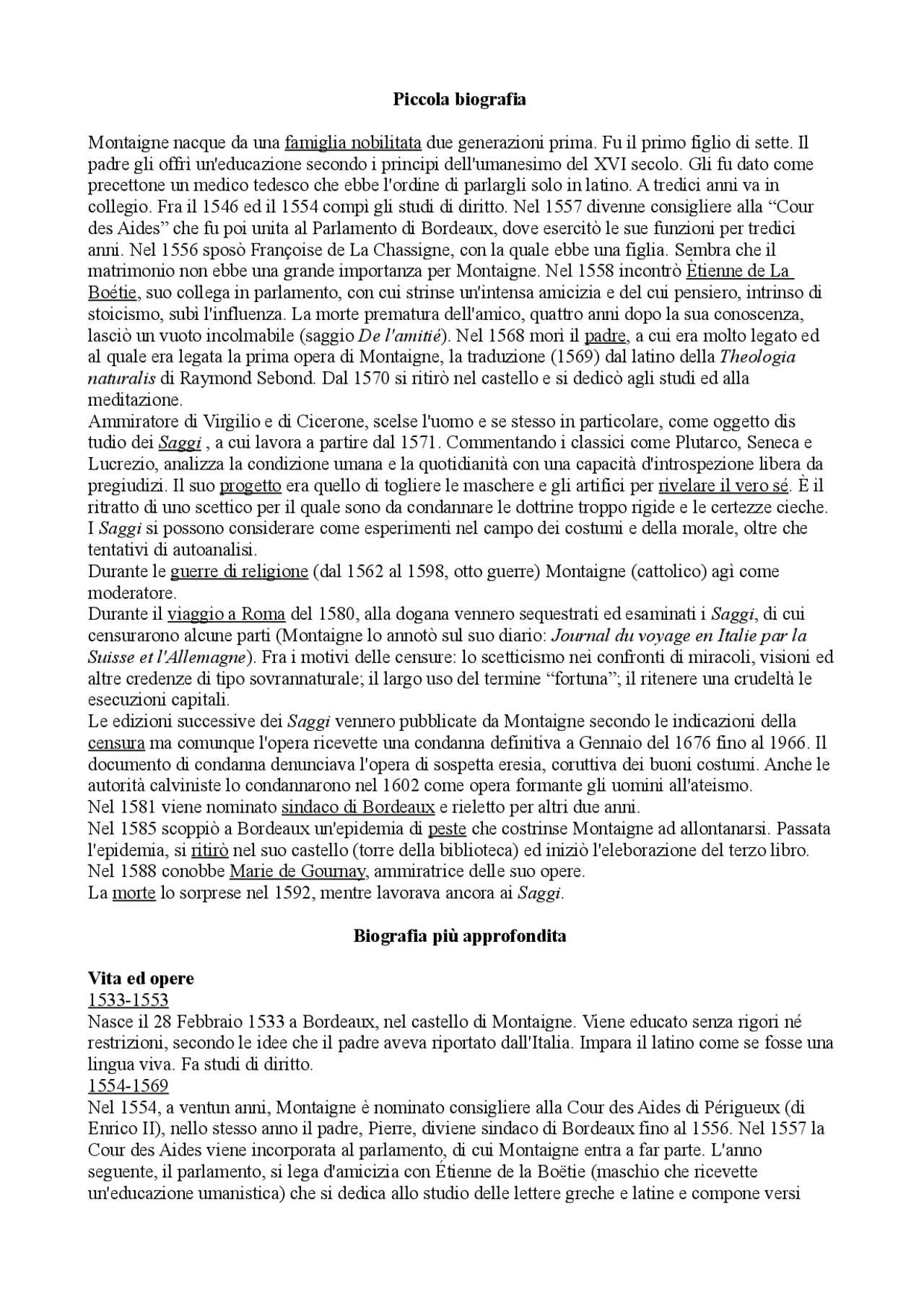 Appunti Sui Saggi Di Montaigne Docsity
