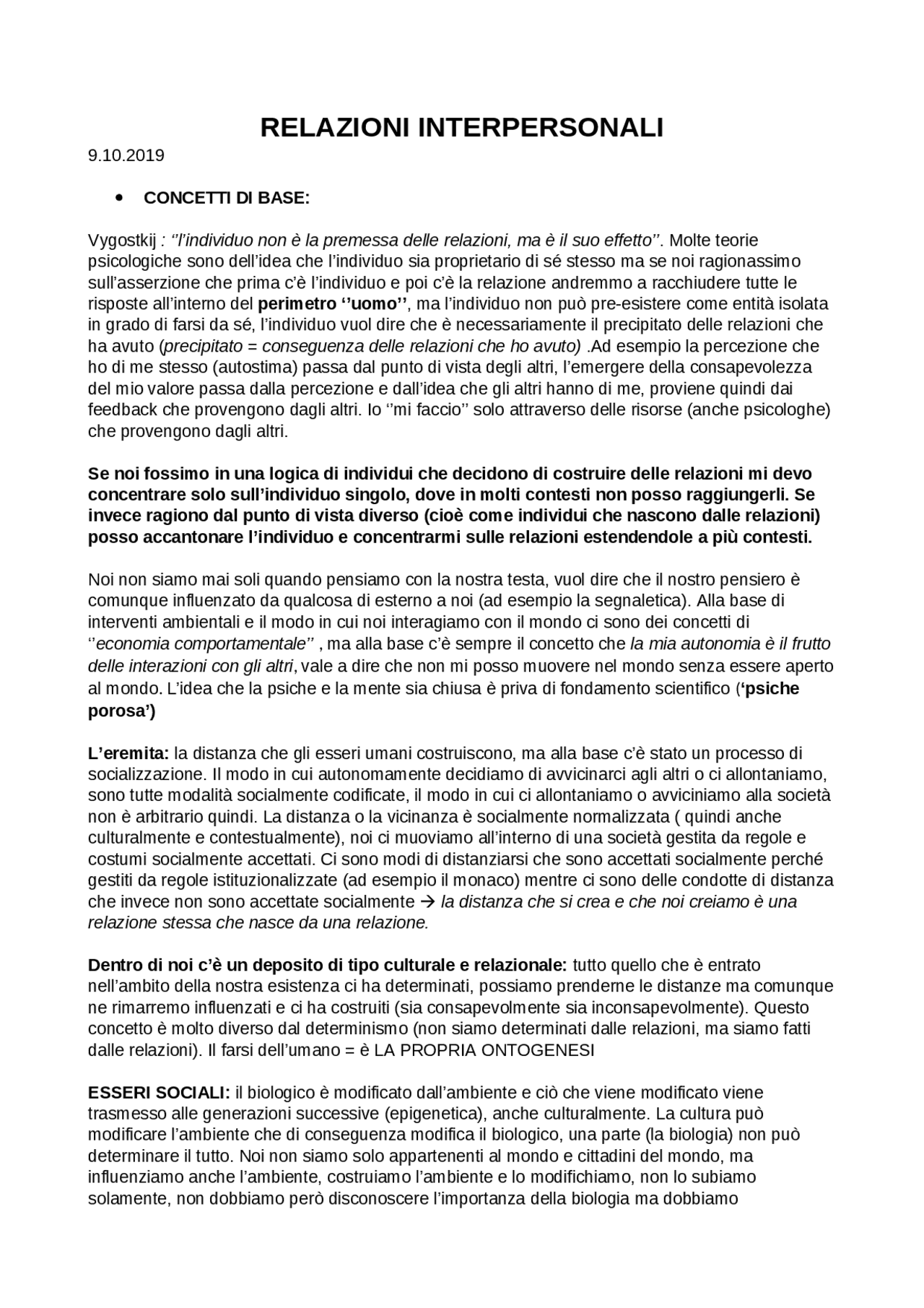 Appunti Di Relazioni Interpersonali Prof Azamperini Docsity