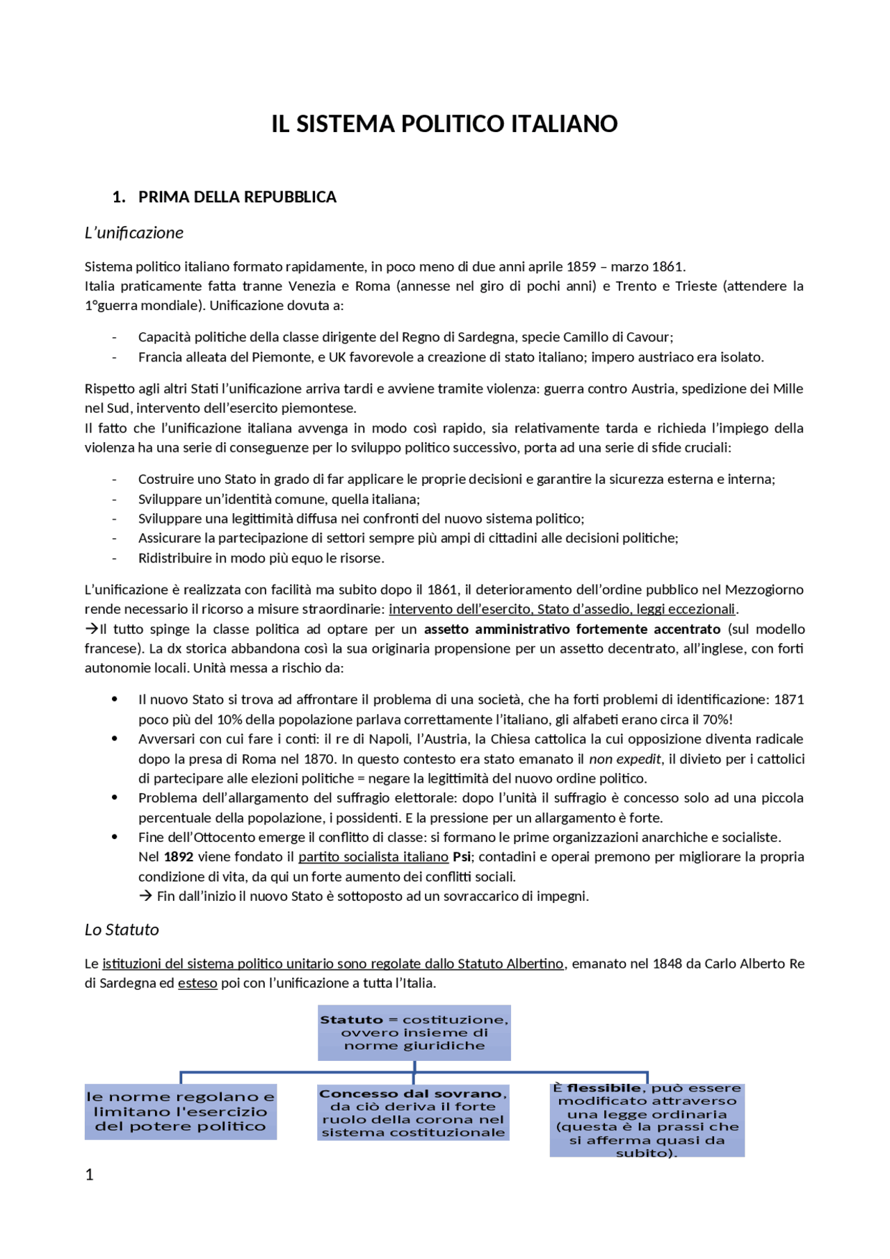 Il Sistema Politico Italiano Docsity