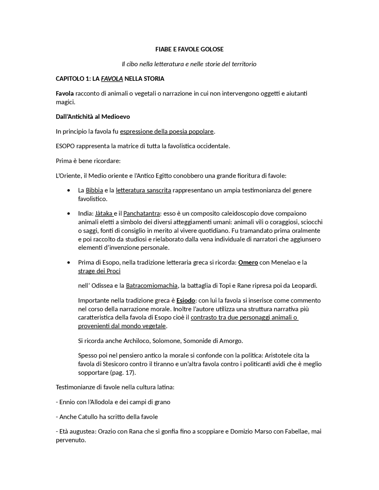Riassunto Libro Fiabe E Favole Golose Docsity