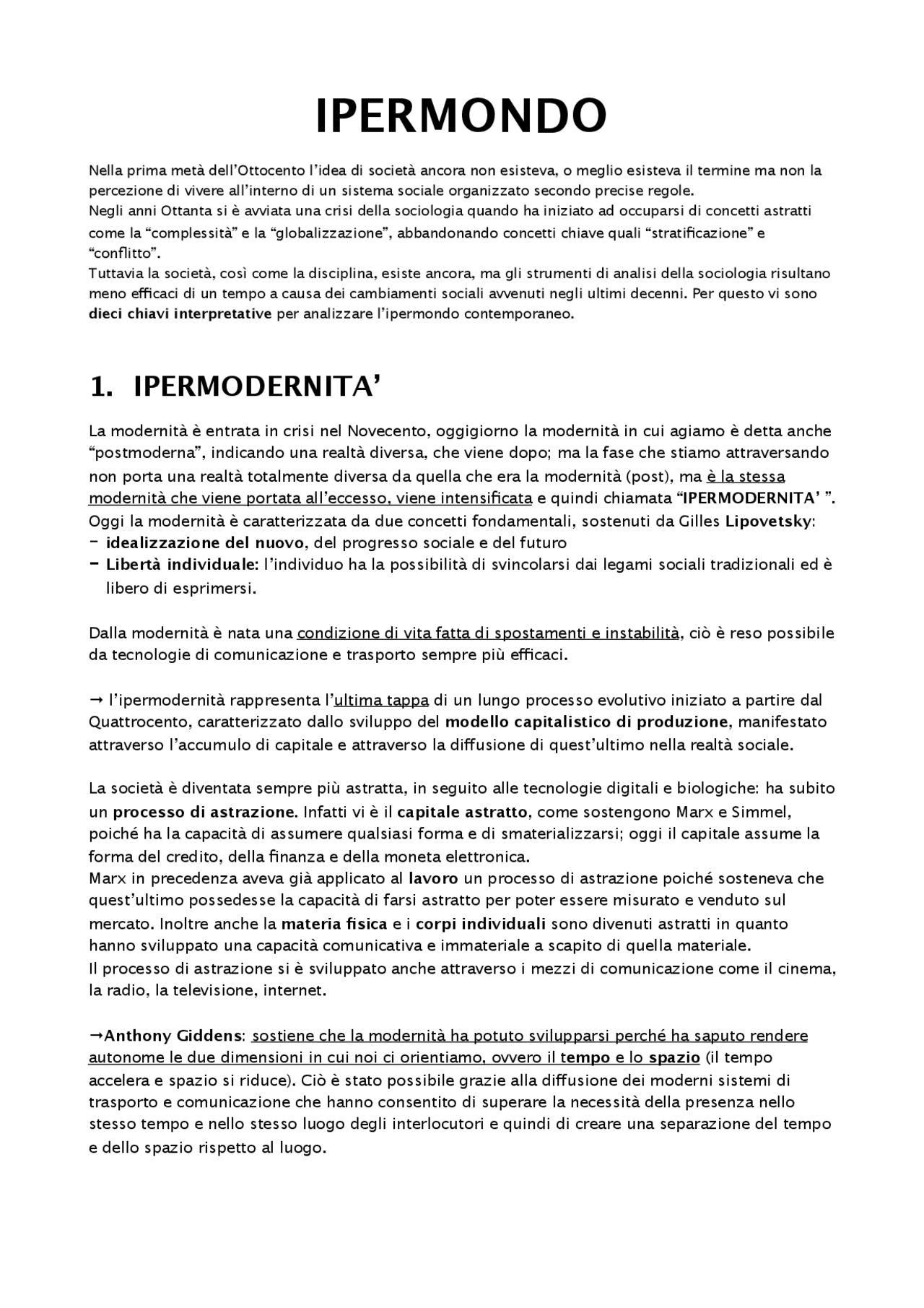 Riassunto Del Libro Di Testo Ipermondo Docsity