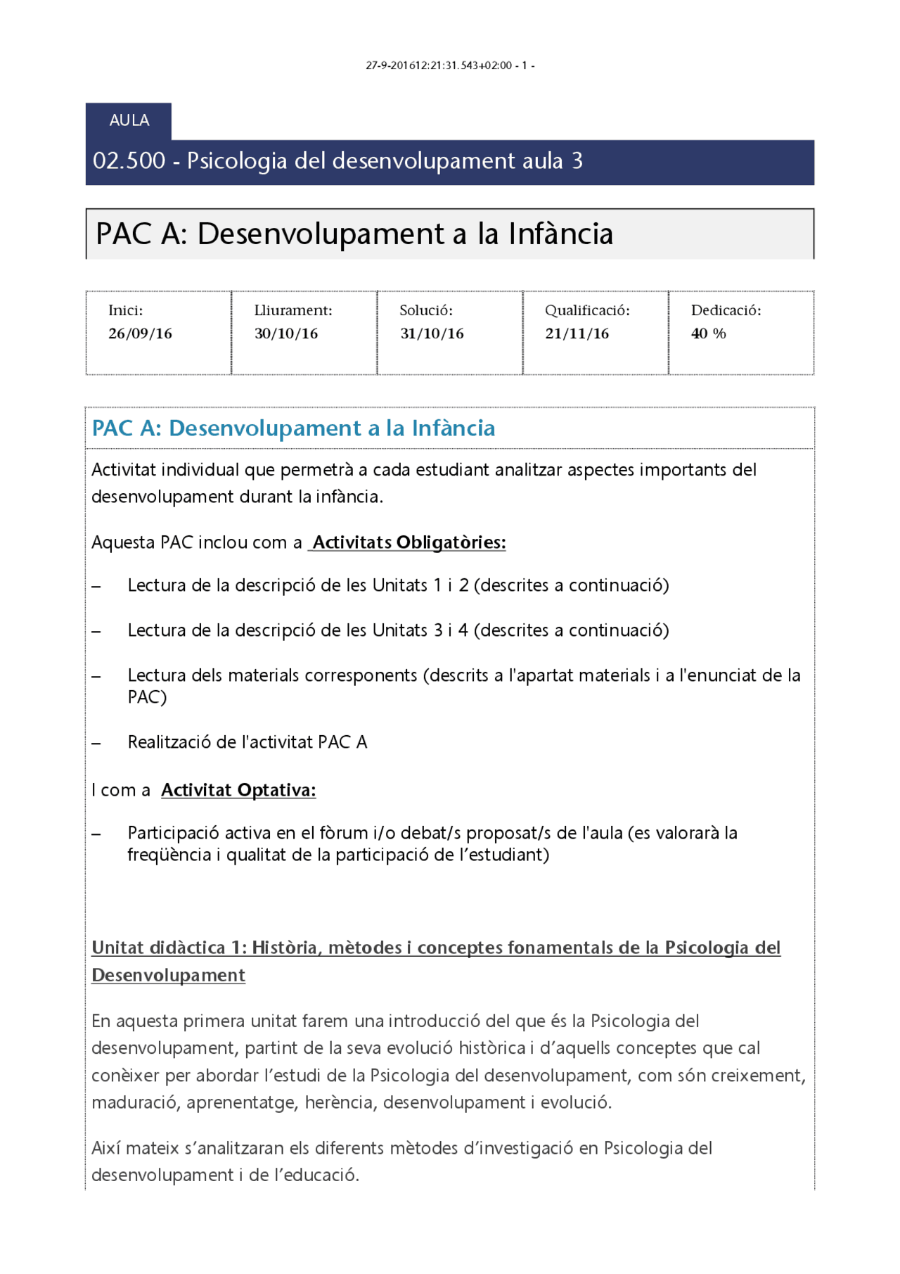 Desenvolupament Uoc Ejercicios De Psicología Docsity