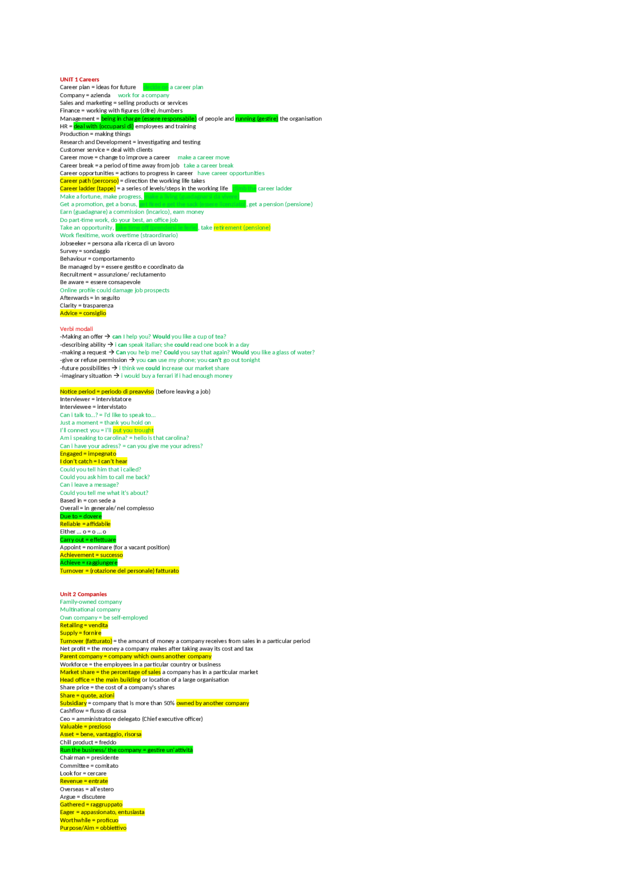 Professional English 1 Iulm Docsity