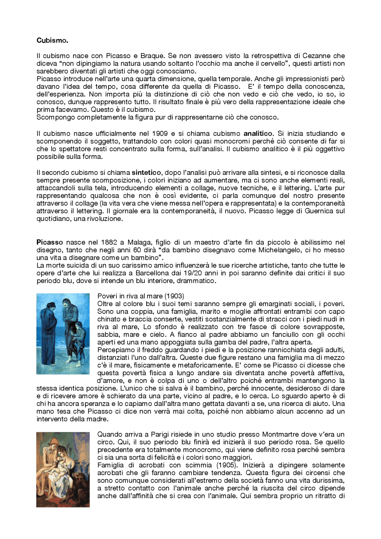 Appunti Sul Cubismo Picasso Docsity