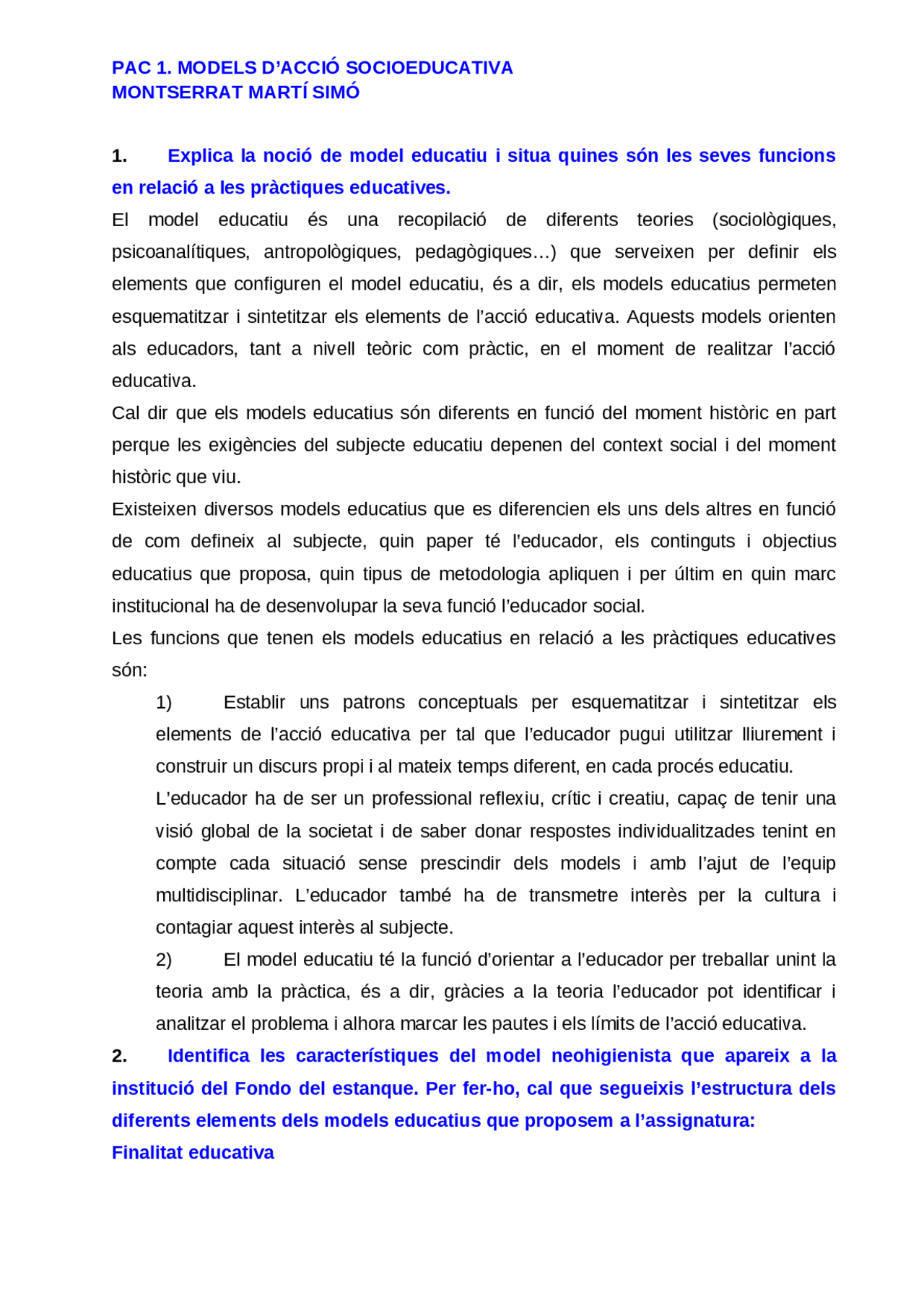 Models DacciÓ Socioeducativa Pac 1 Nota B Ejercicios De Ciencias