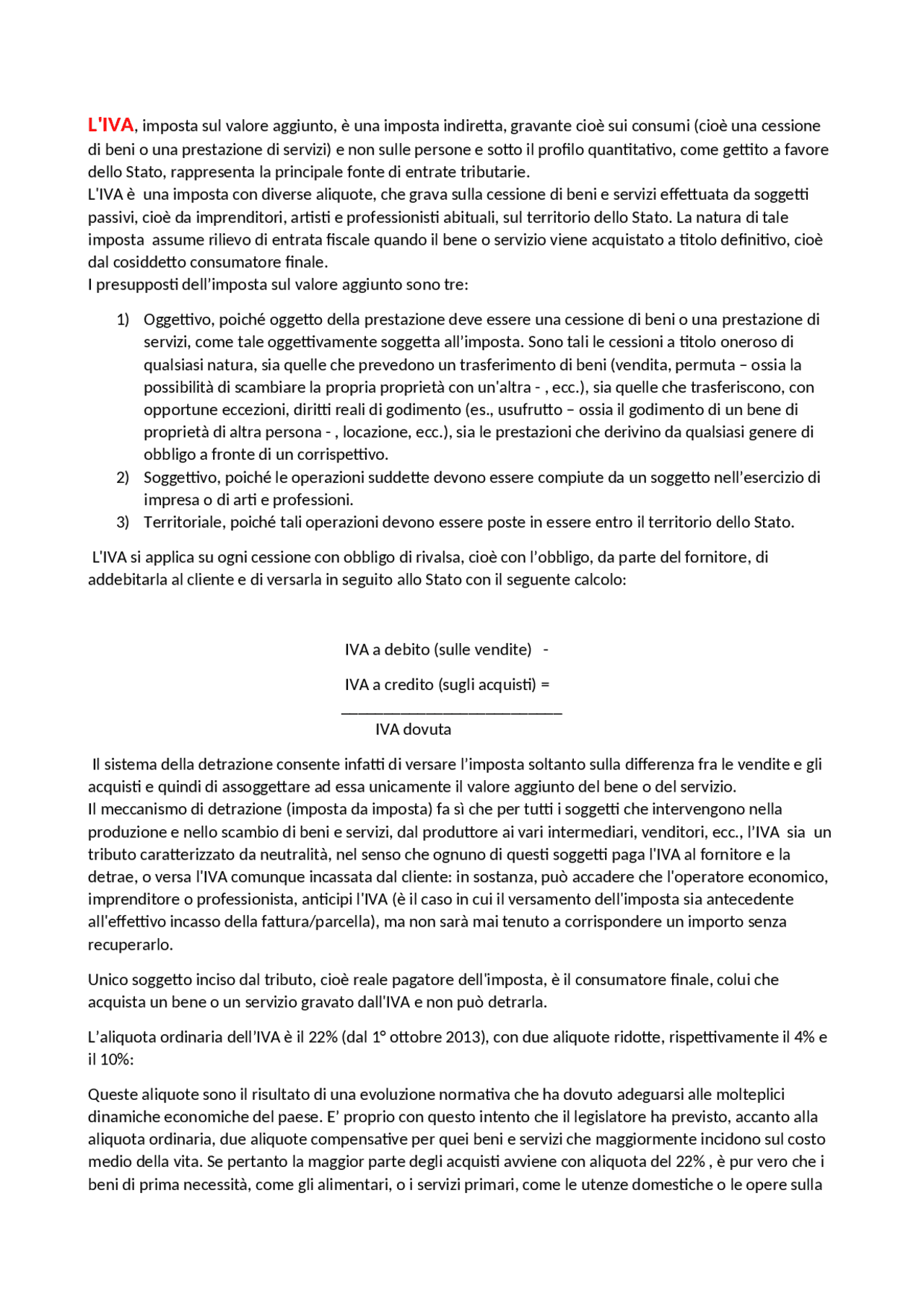 Diritto Tributario Parte Speciale Iva Irpef Ires Docsity