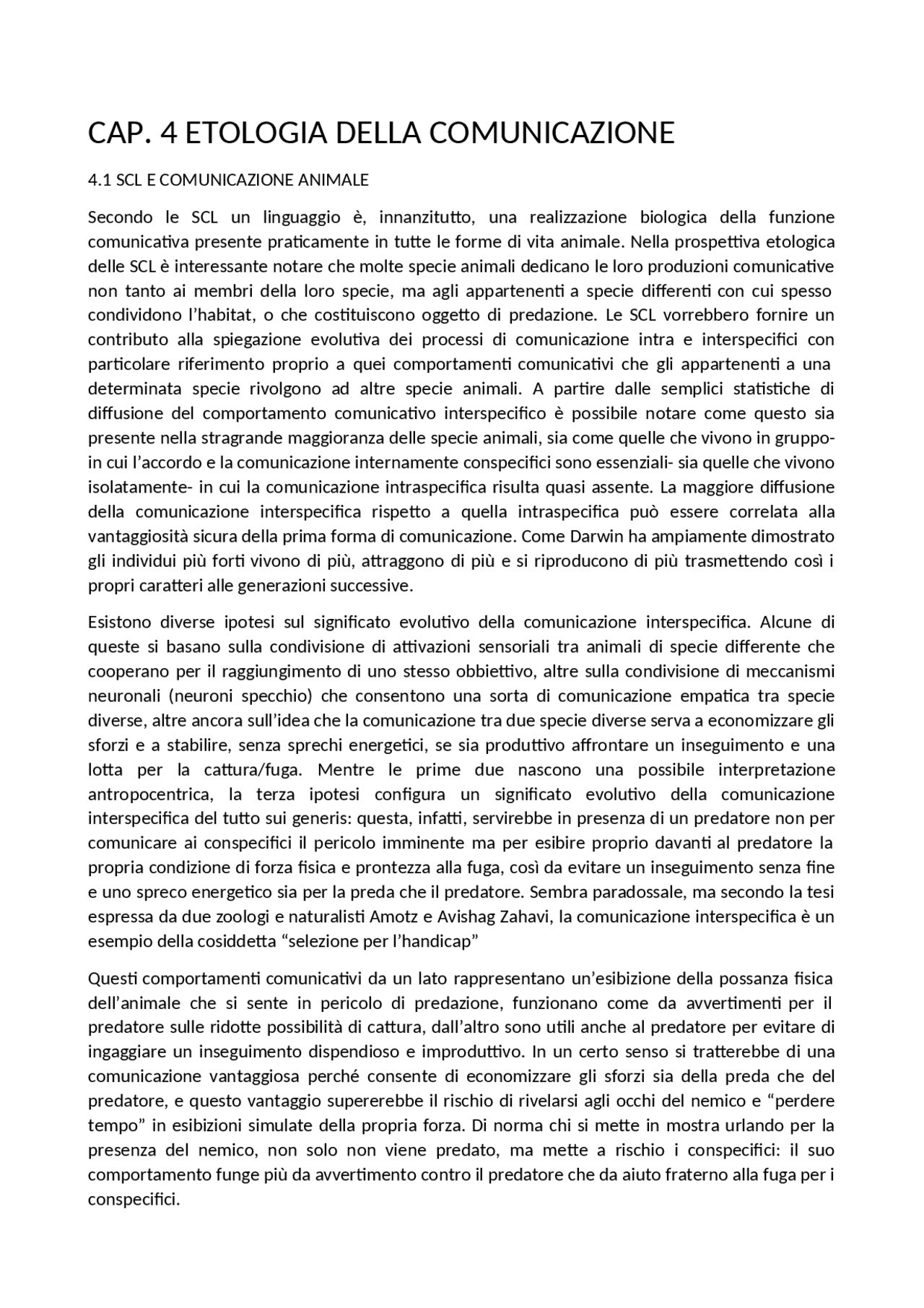 Linguaggio Evoluzione E Scienze Cognitive Unintroduzione Cap 4 Docsity