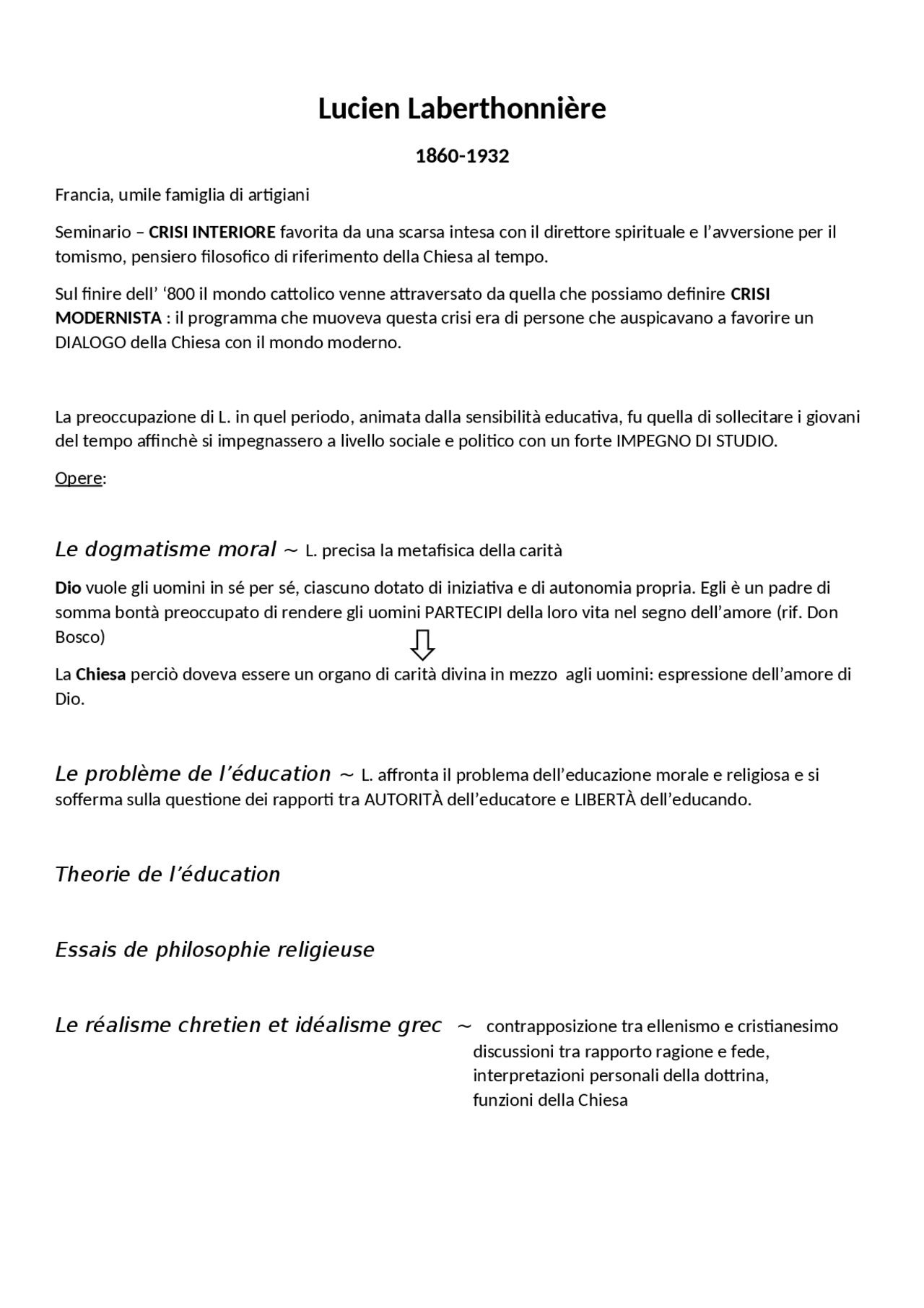 Lucien Laberthonniere Docsity