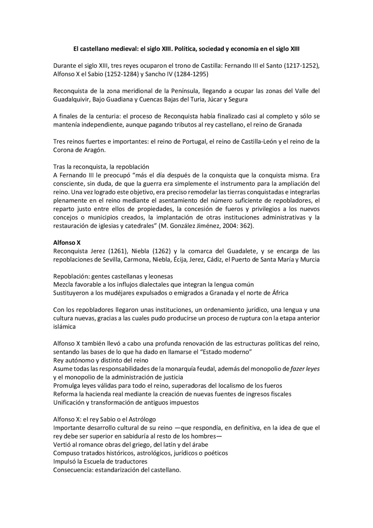 Evolución del castellano medieval - Docsity