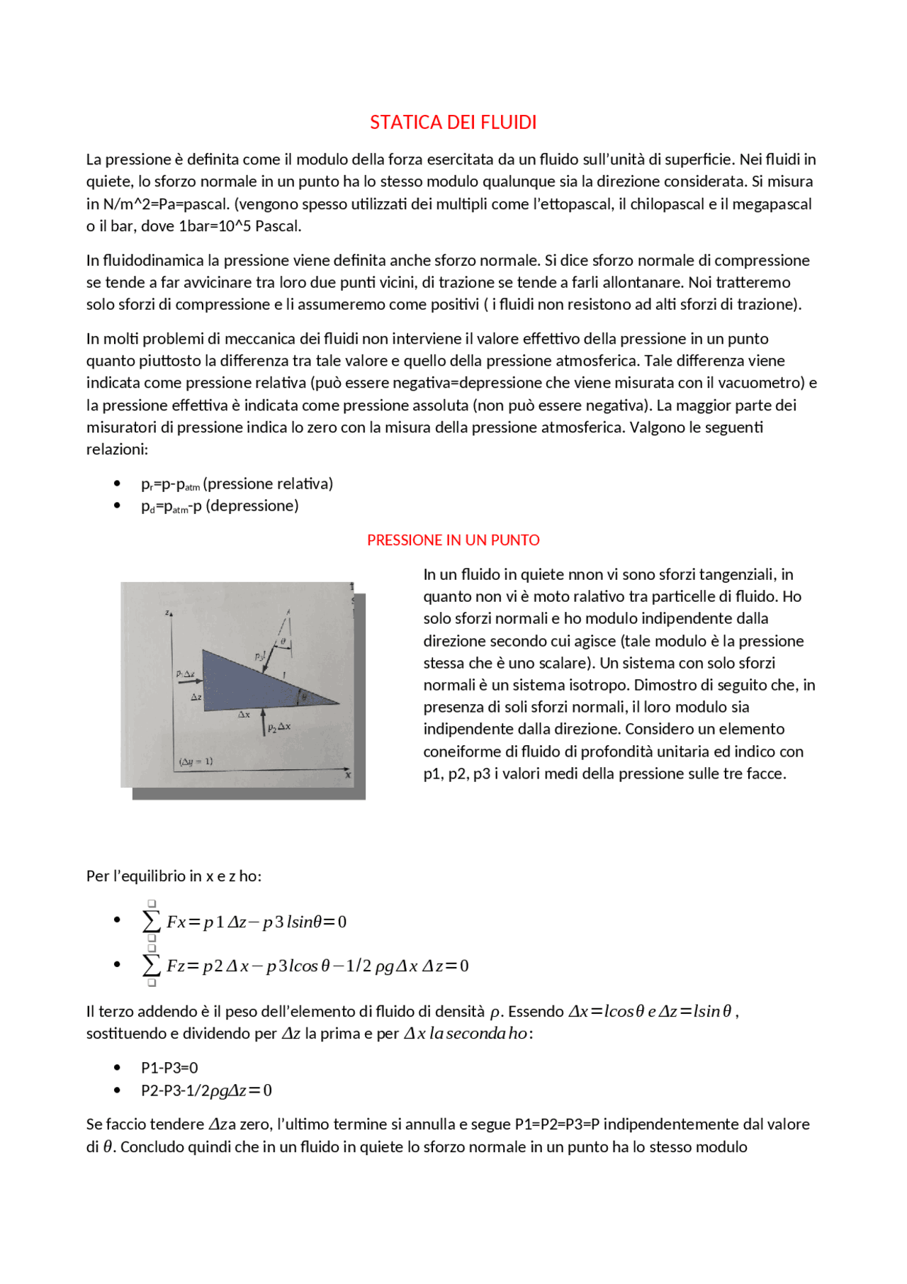 Appunti Di Statica Dei Fluidi Docsity