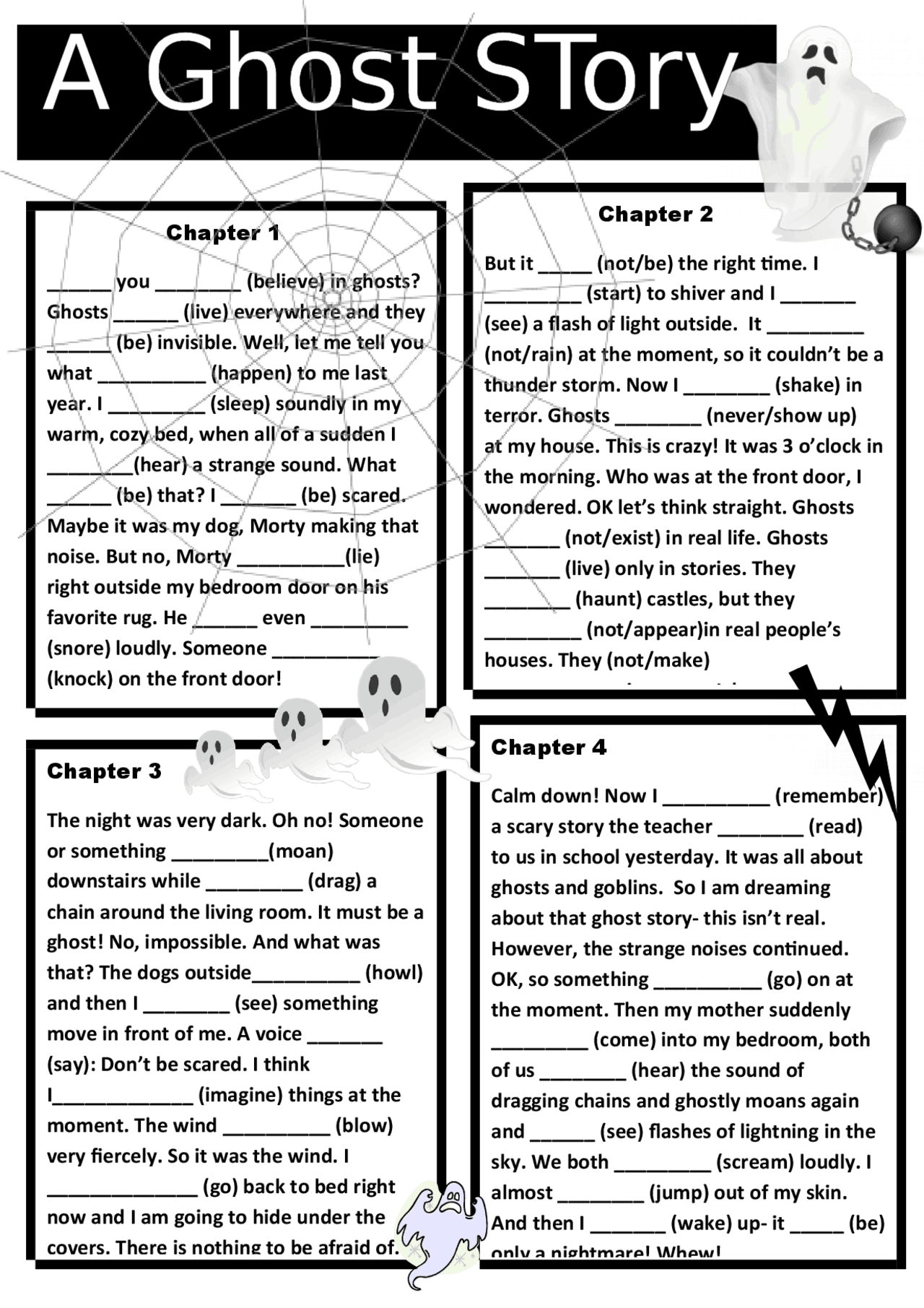 Esercizio verbi in inglese B1 GHOST STORY - Docsity