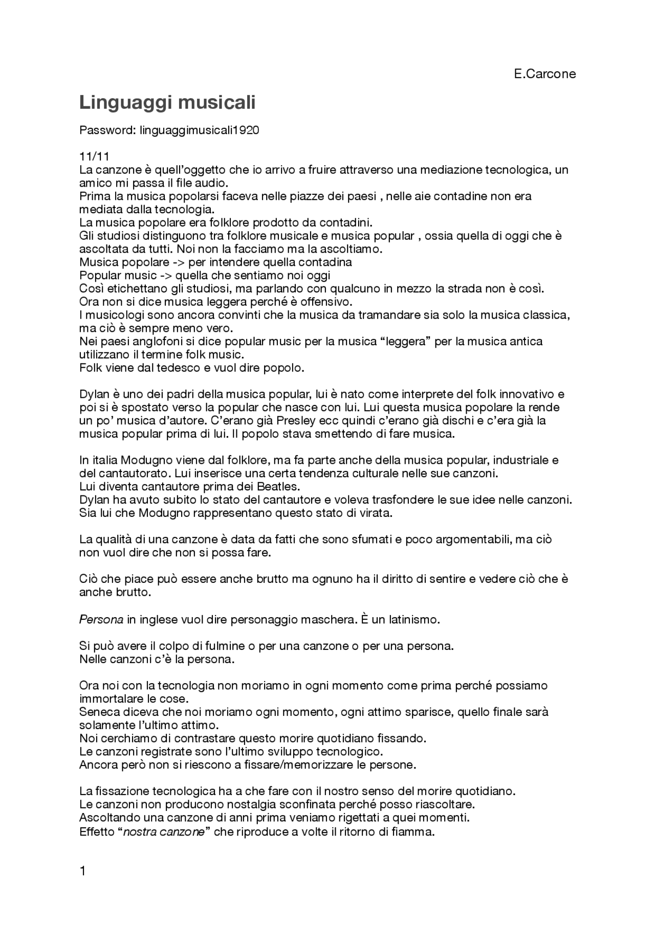 Appunti Linguaggi Musicali Docsity