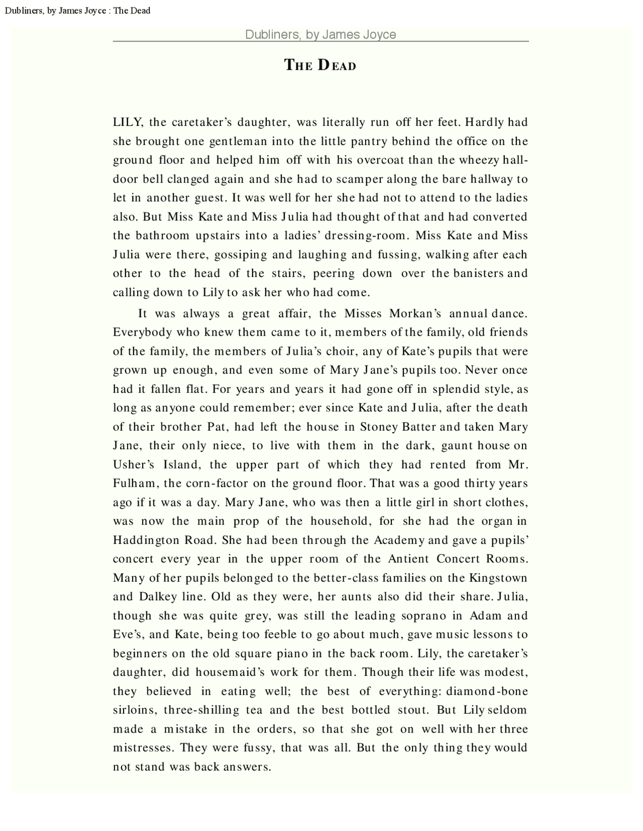 The Dead by James Joyce - Docsity