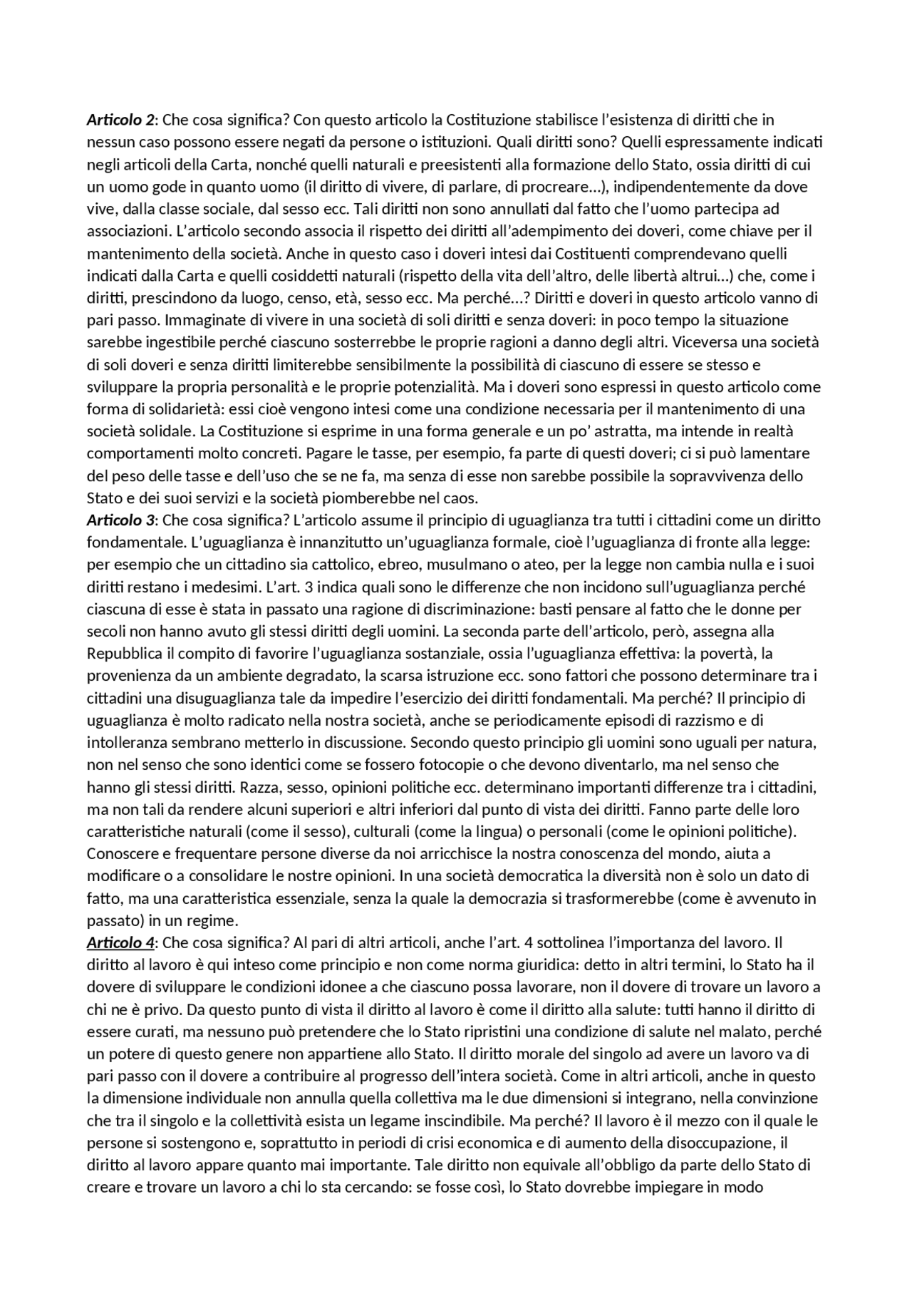 Articoli Della Costituzione Docsity