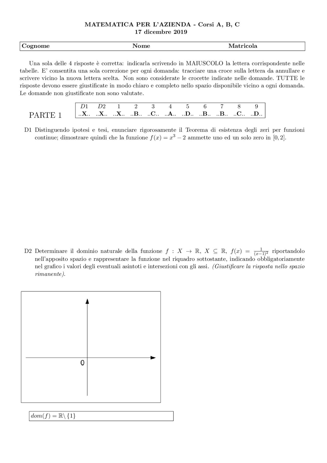 Esame matematica generale - Docsity