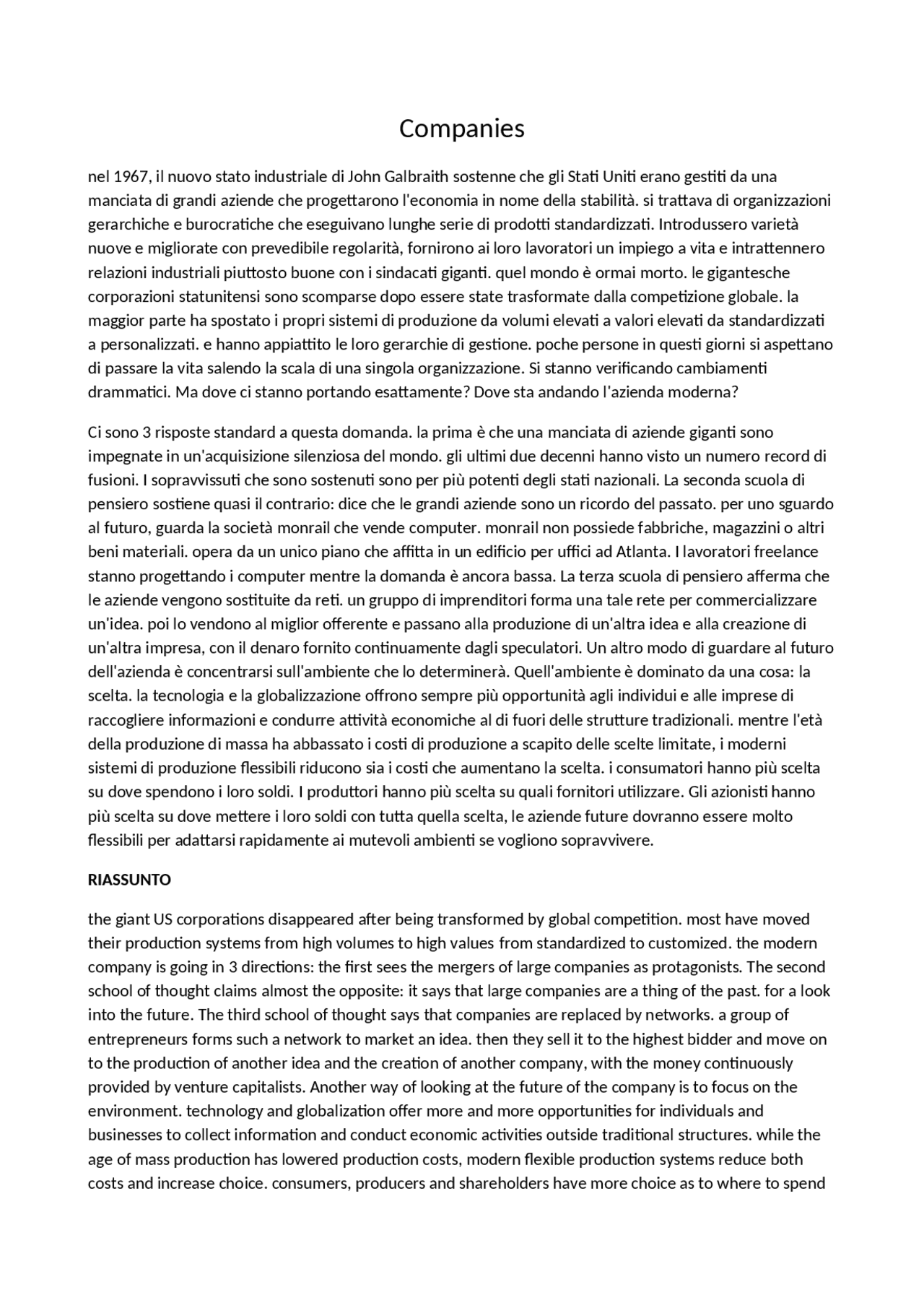 Riassunti E Traduzioni Esame Laboratorio Inglese Docsity