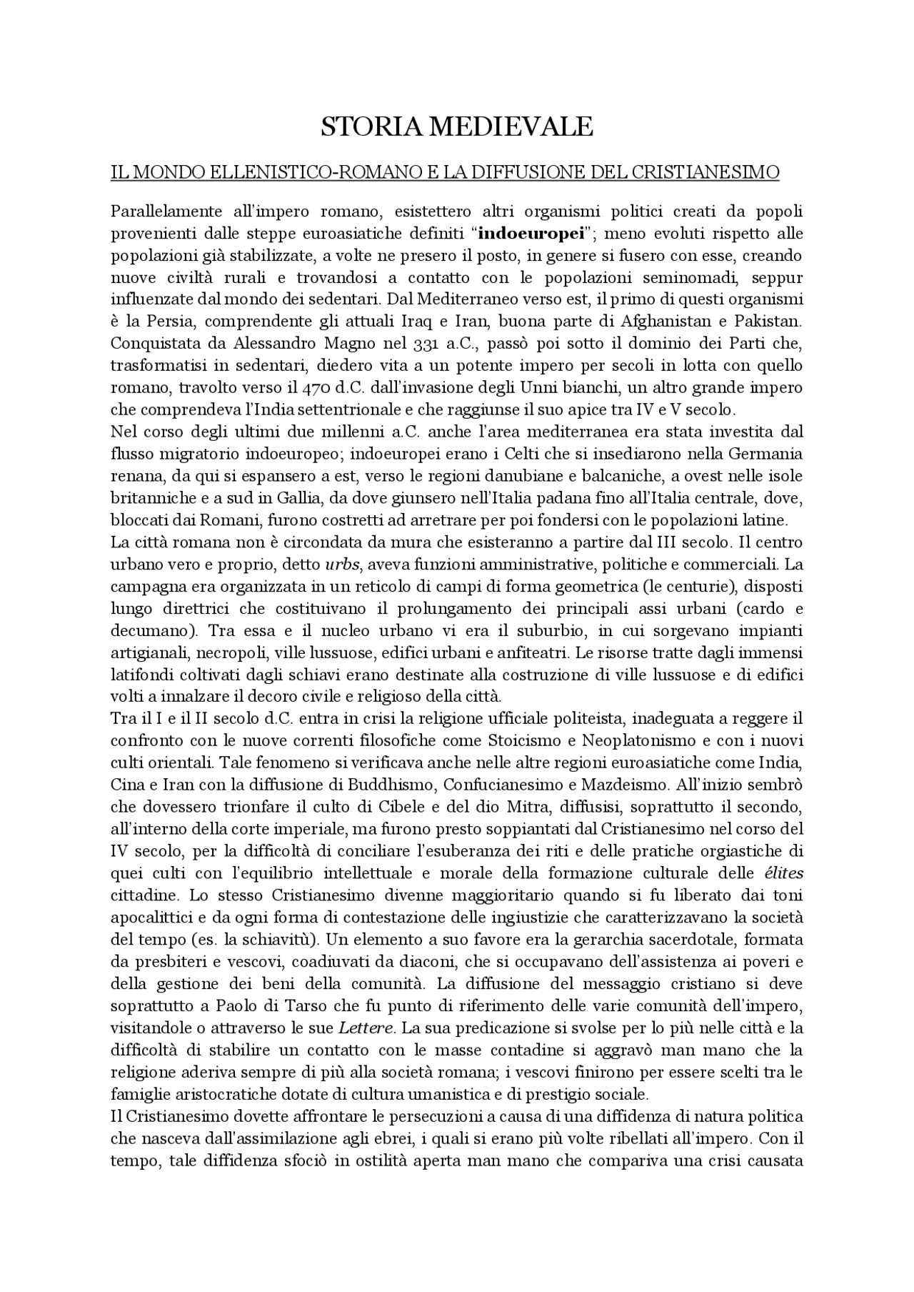 Riassunti Di Storia Medievale Docsity