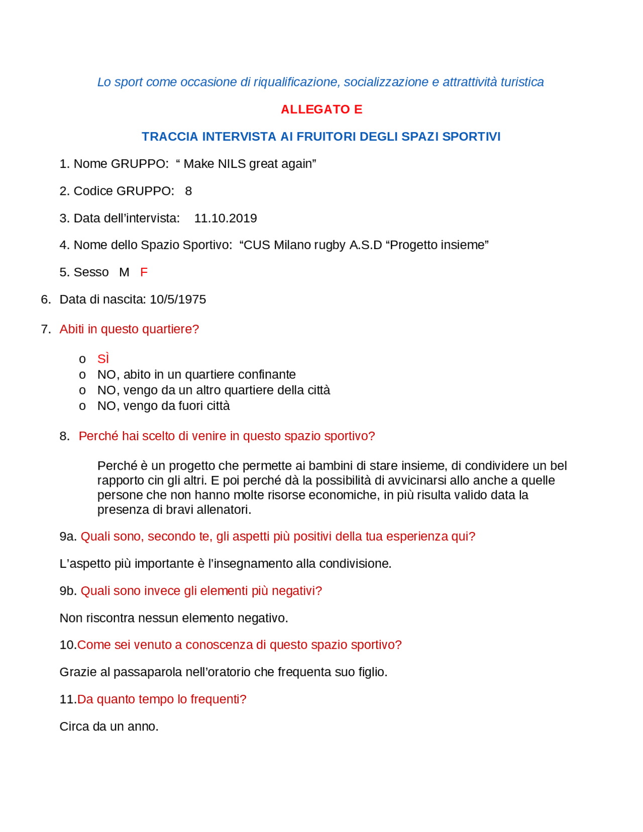 Esempio Di Interviste Docsity