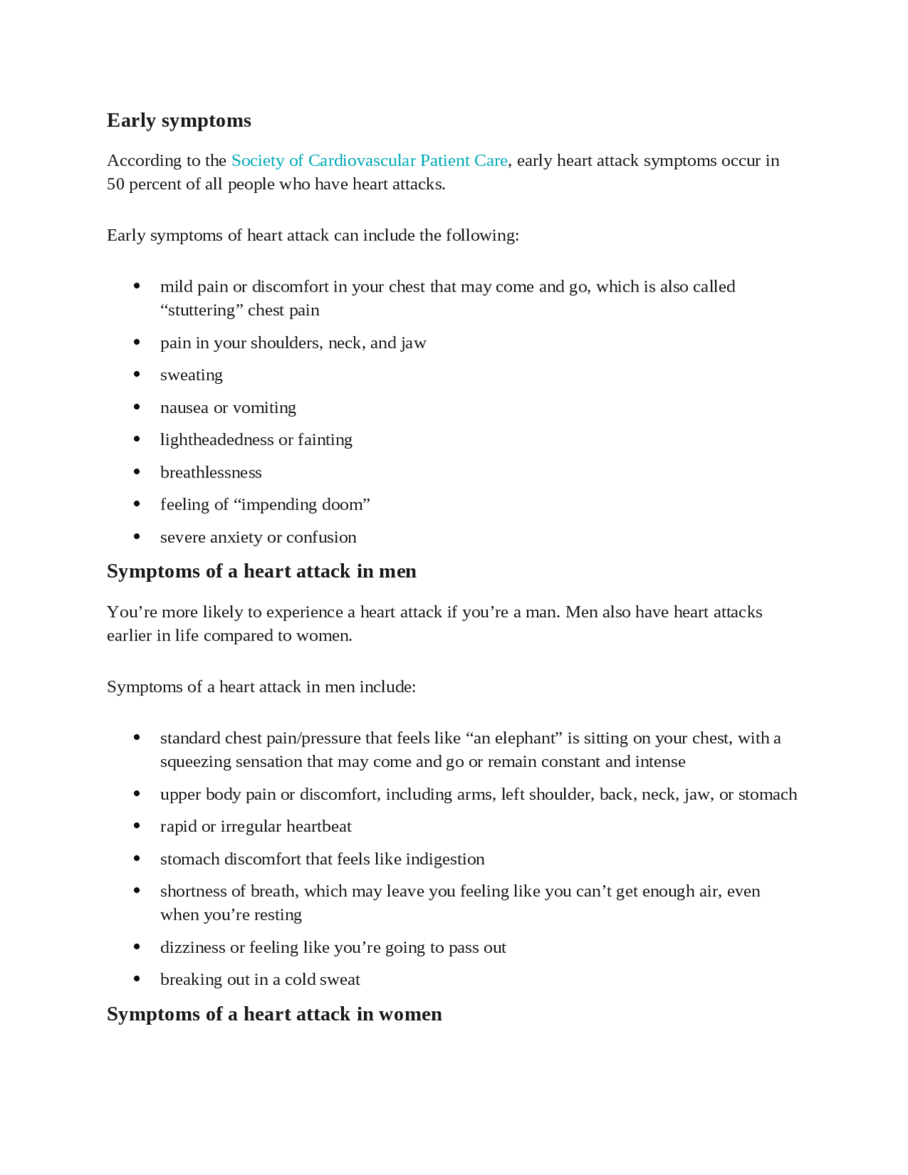 Heart attack symptoms - Docsity