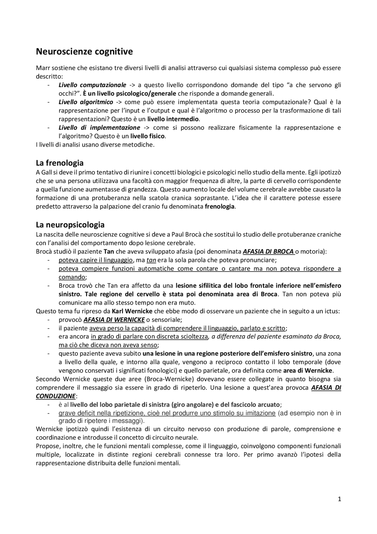 Neuroscienze Cognitive E Sociali Gdp Docsity