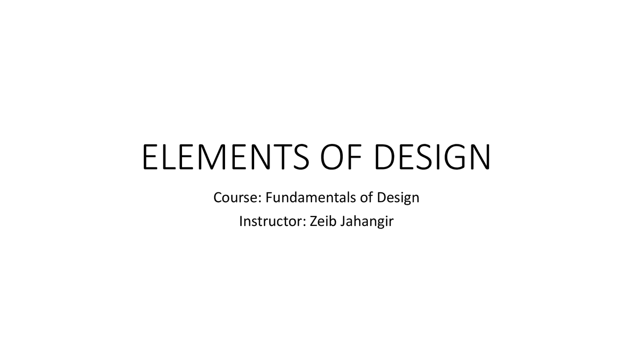 Elements Of Design Docsity