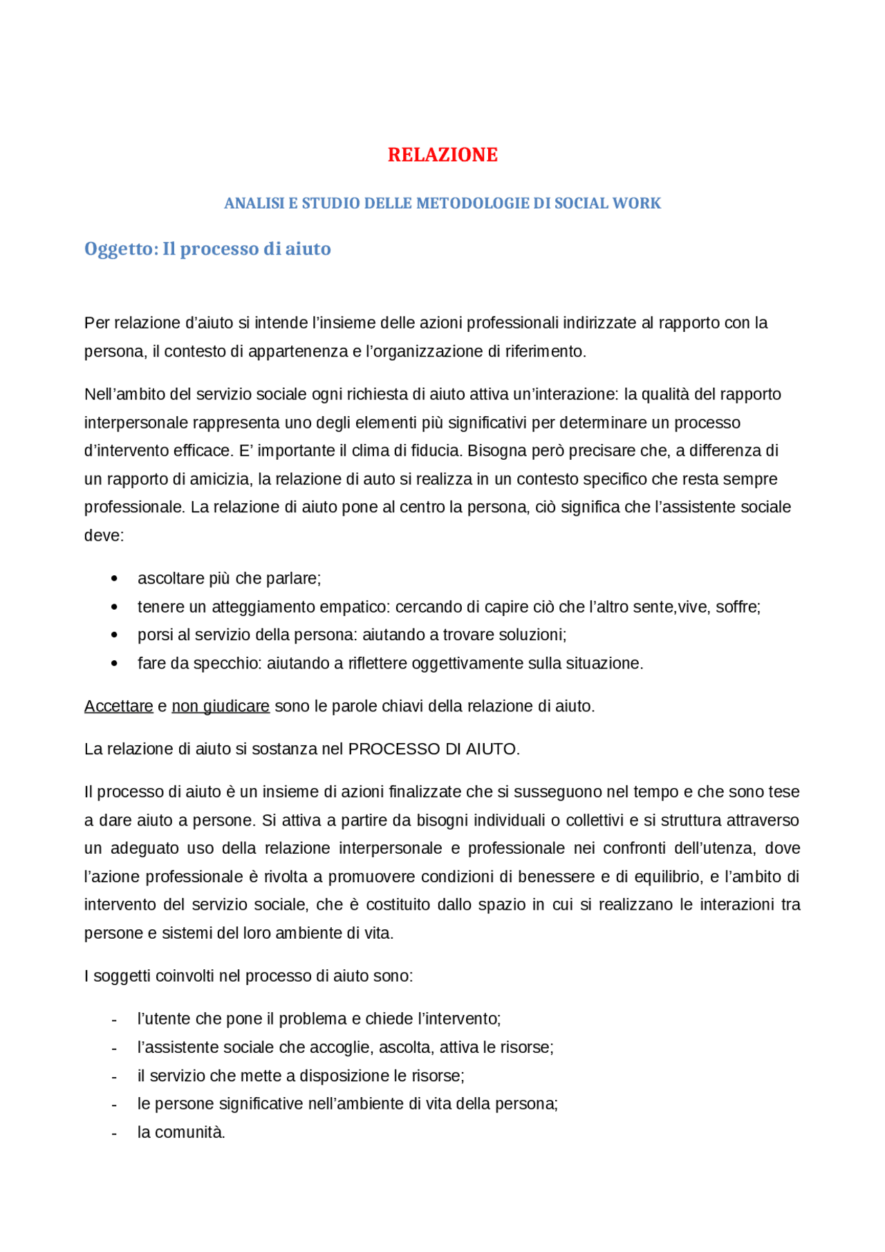 Il Processo Di Aiuto Docsity