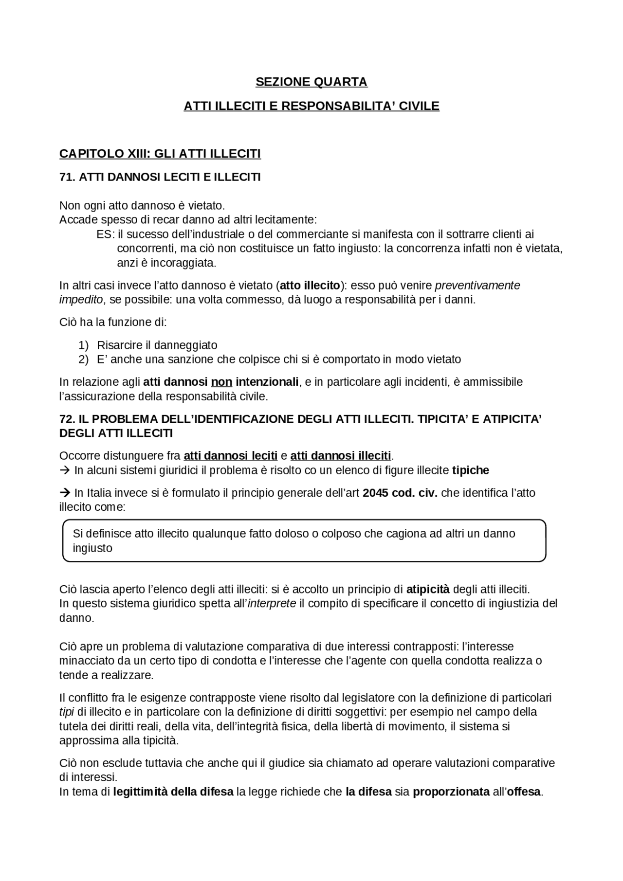 Atti Illeciti Diritto Privato Trimarchi Docsity