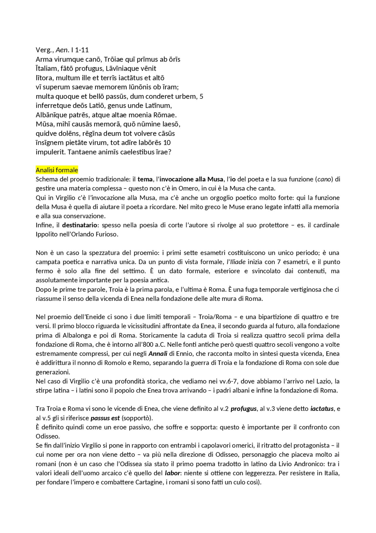 Commento proemio eneide - Docsity