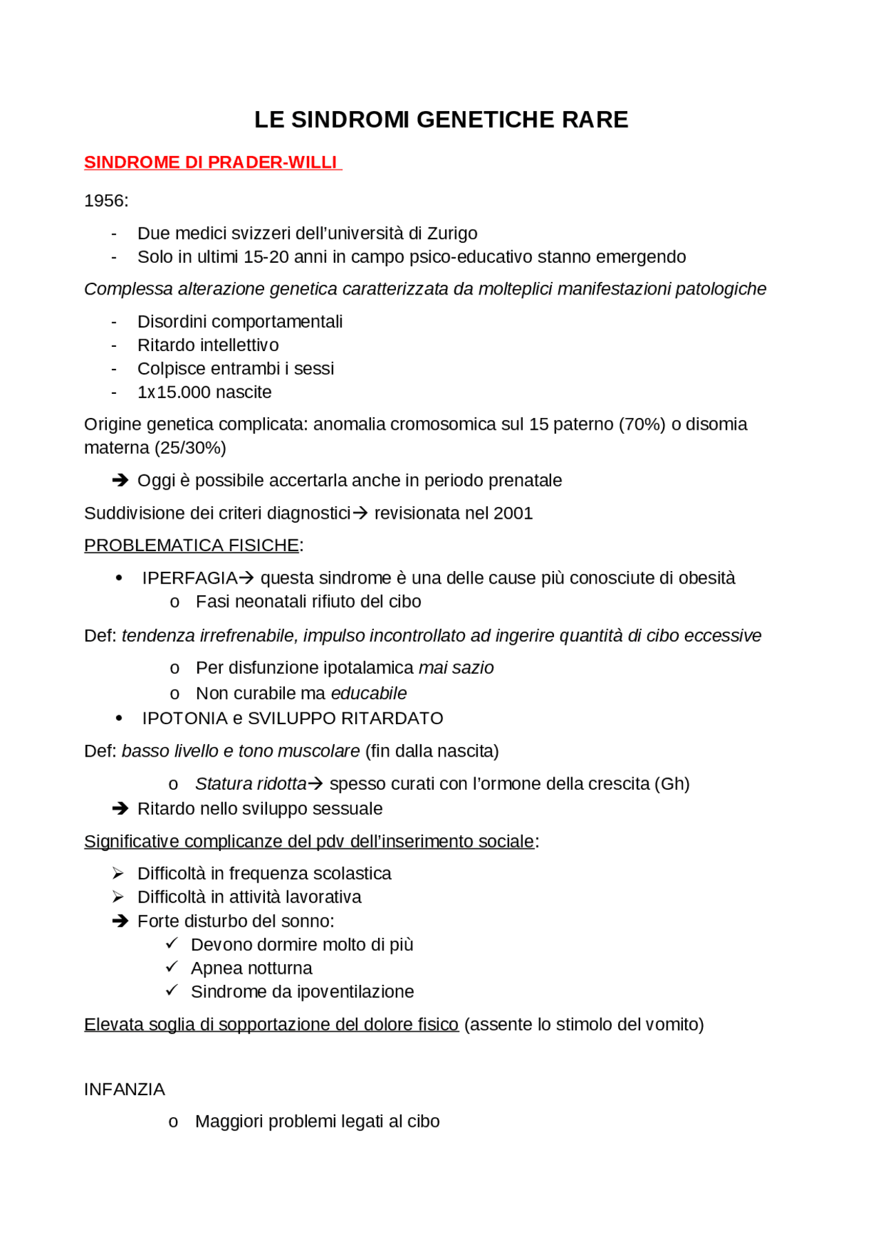 Le Sindromi Genetiche Rare Docsity