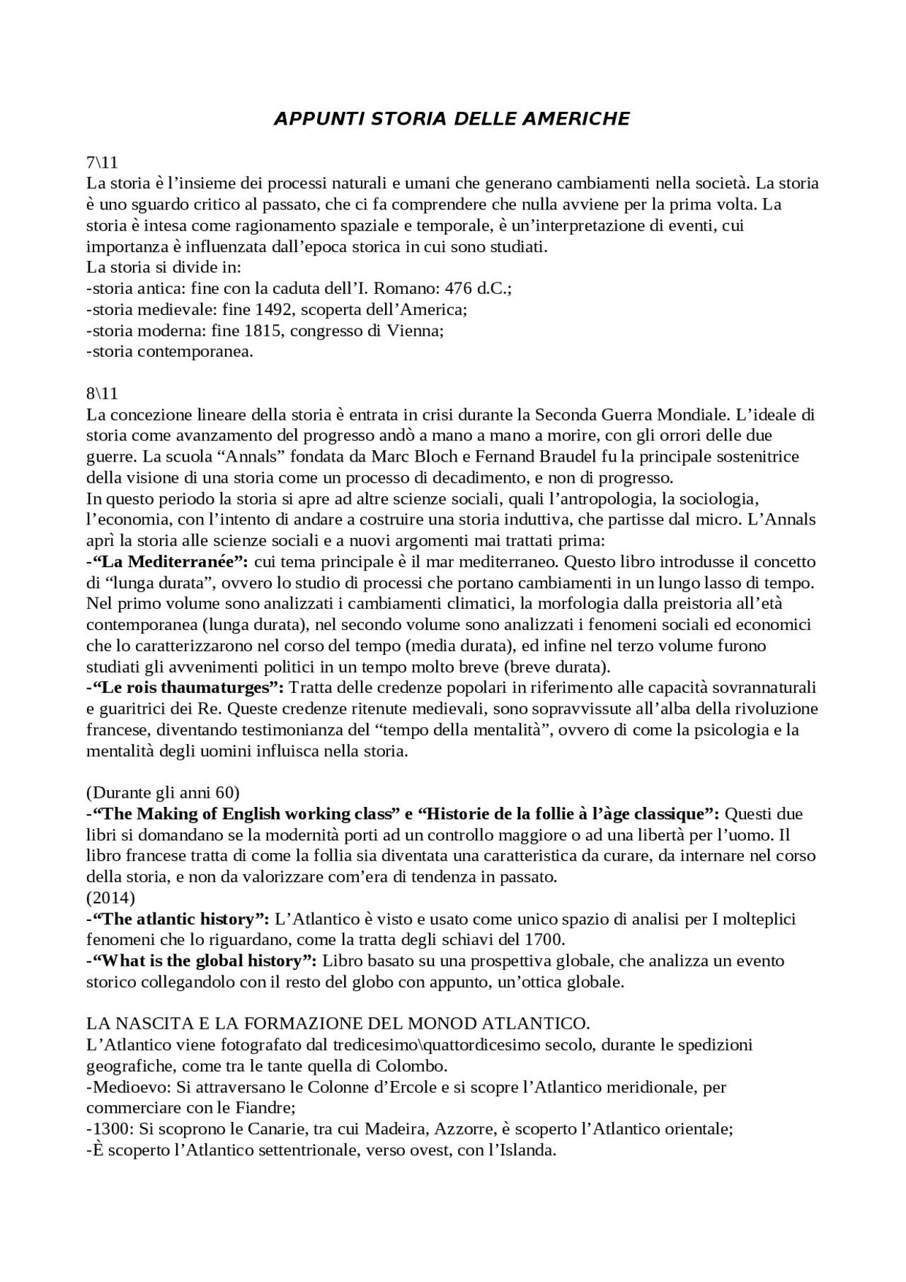 Appunti Storia Delle Americhe Docsity
