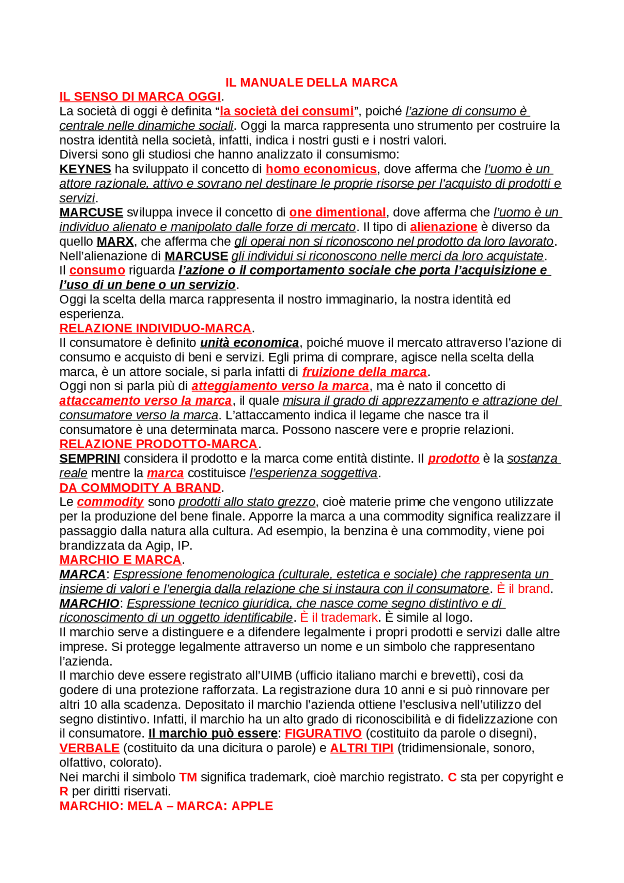 Il Manuale Della Marca Docsity