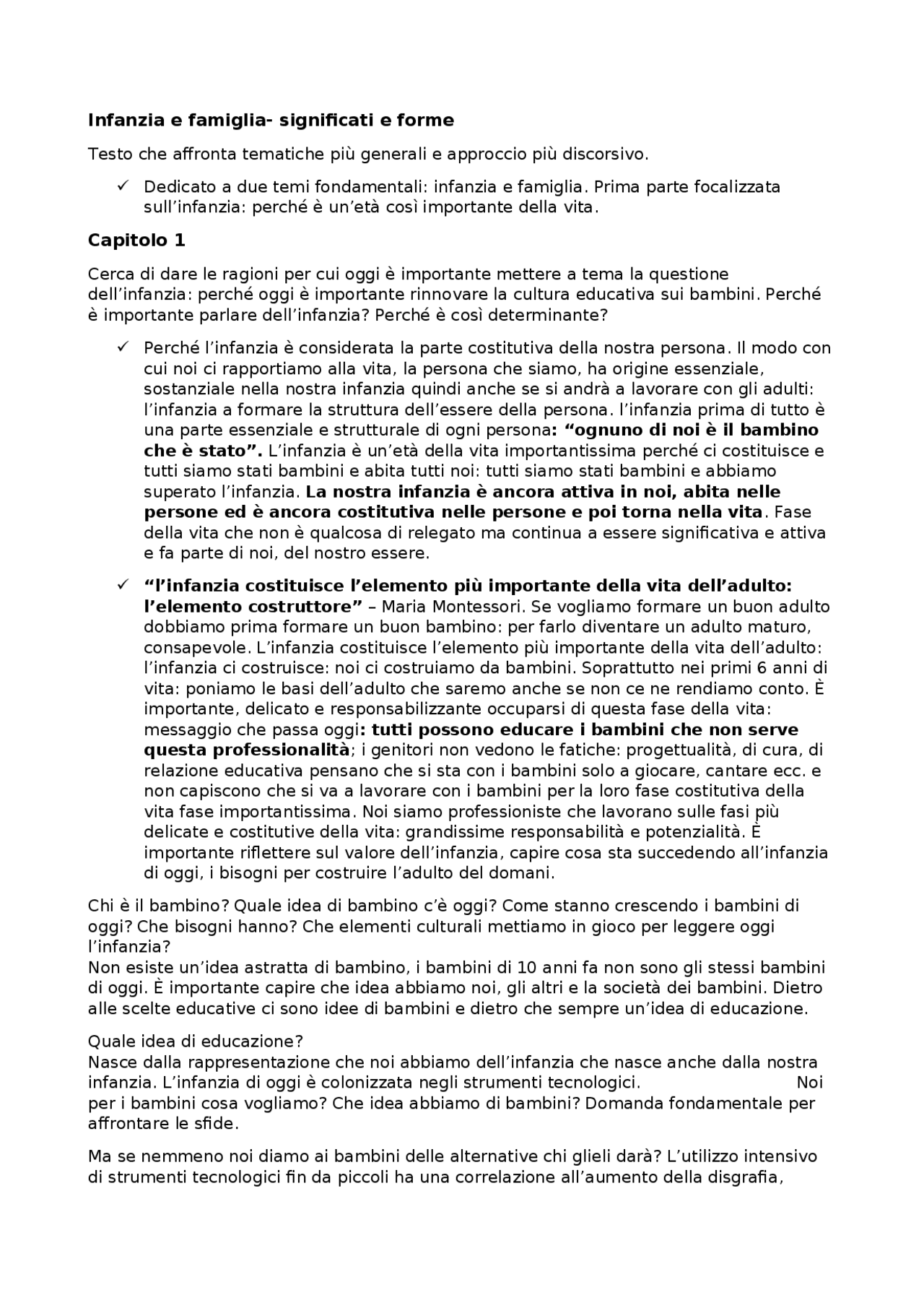 Libro Infanzia E Famiglia Significati E Forme Delleducare Docsity