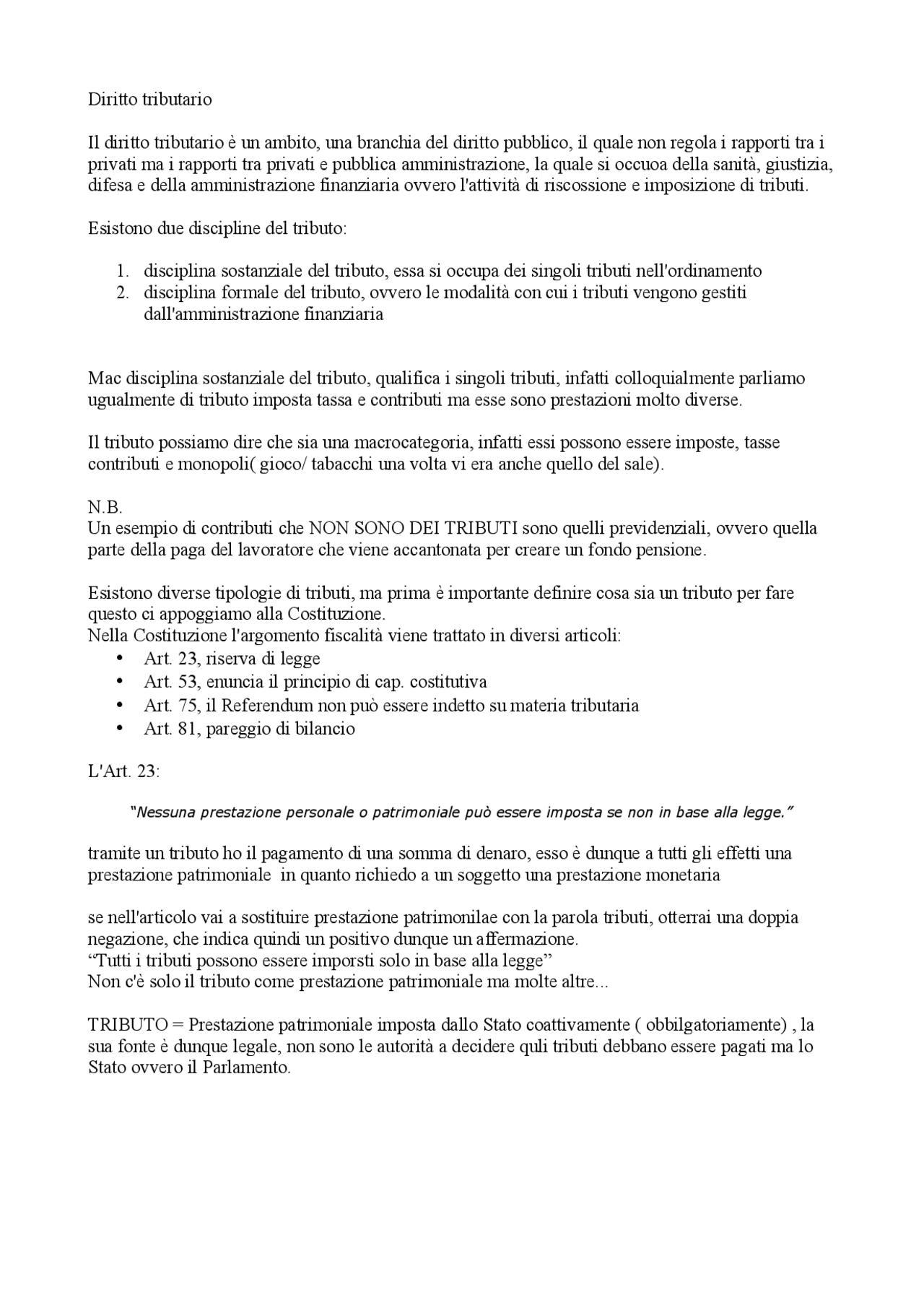 Appunti Diritto Tributario Docsity