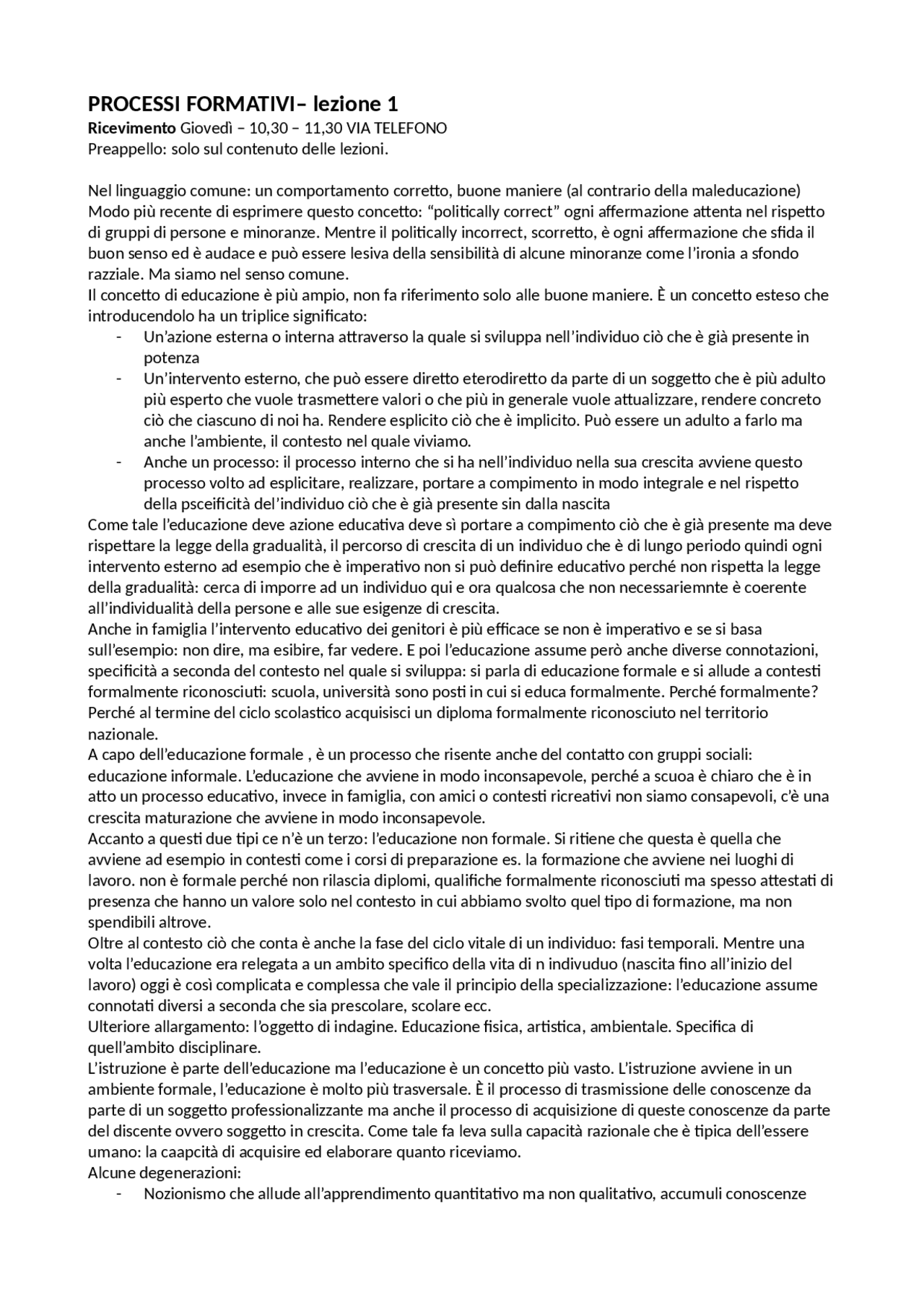 Teorie E Modelli Dei Processi Formativi Docsity