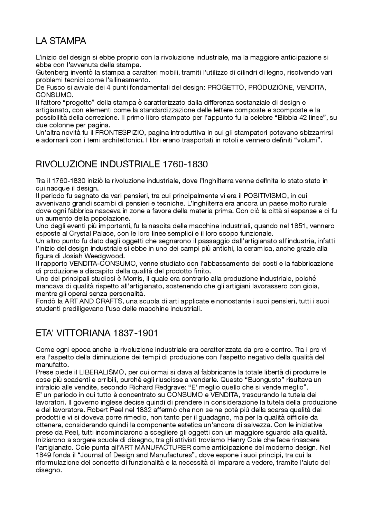 Storia Del Design Primo Modulo Docsity