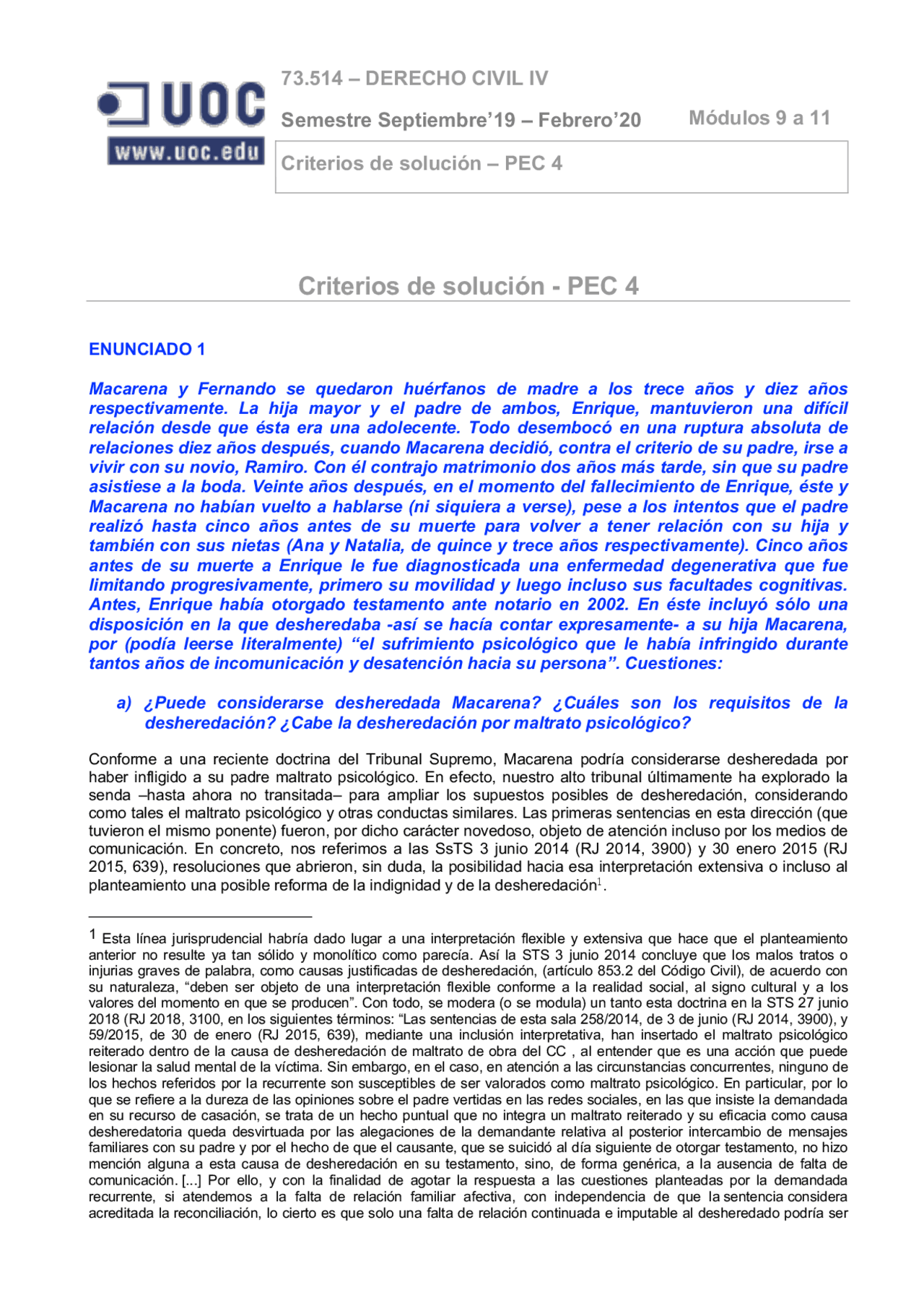 PEC 4 Civil cuatro UOC - Docsity